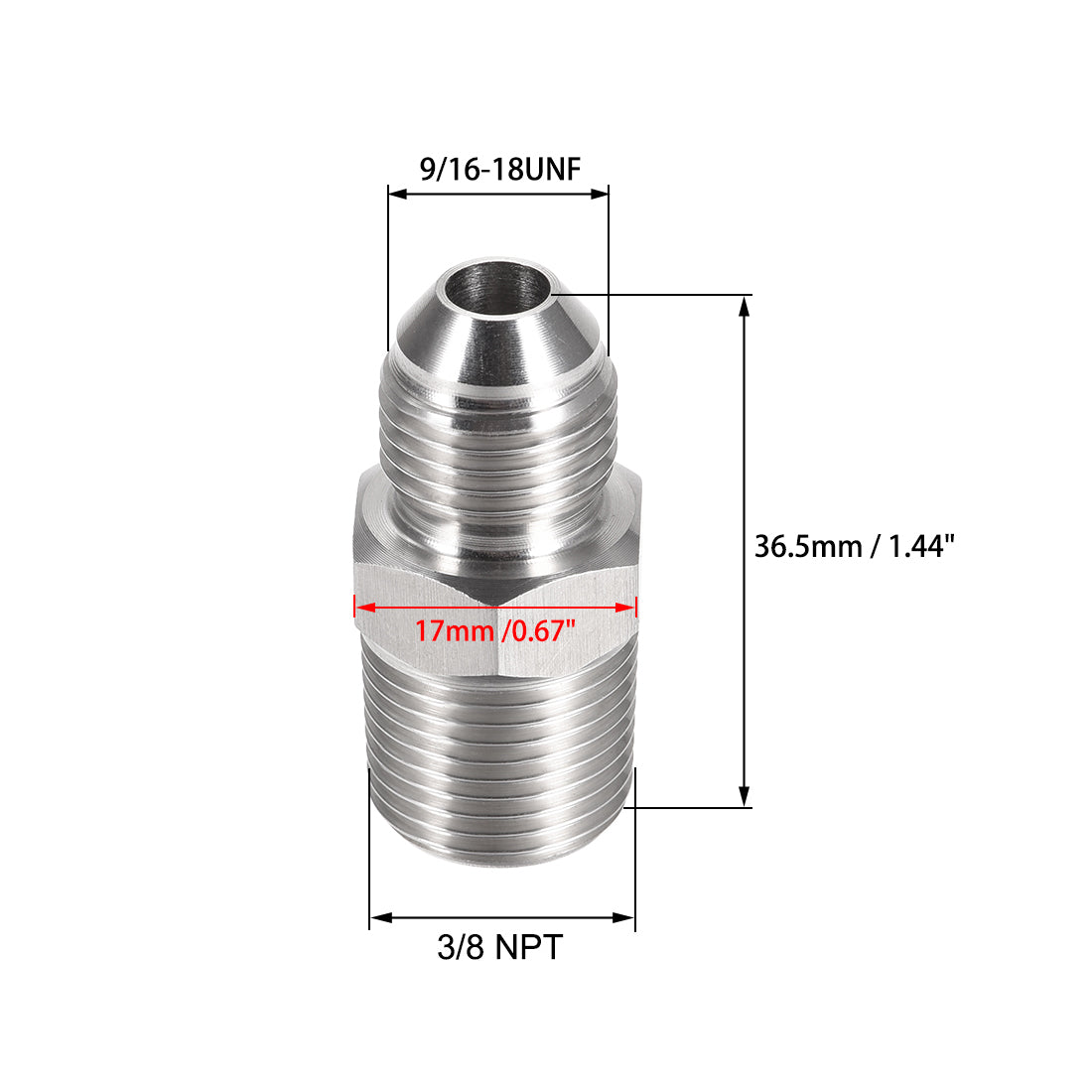 Uxcell Hex Nipple 1/2 NPT x 3/4-16UNF 304 Stainless Steel Pipe Tube ...