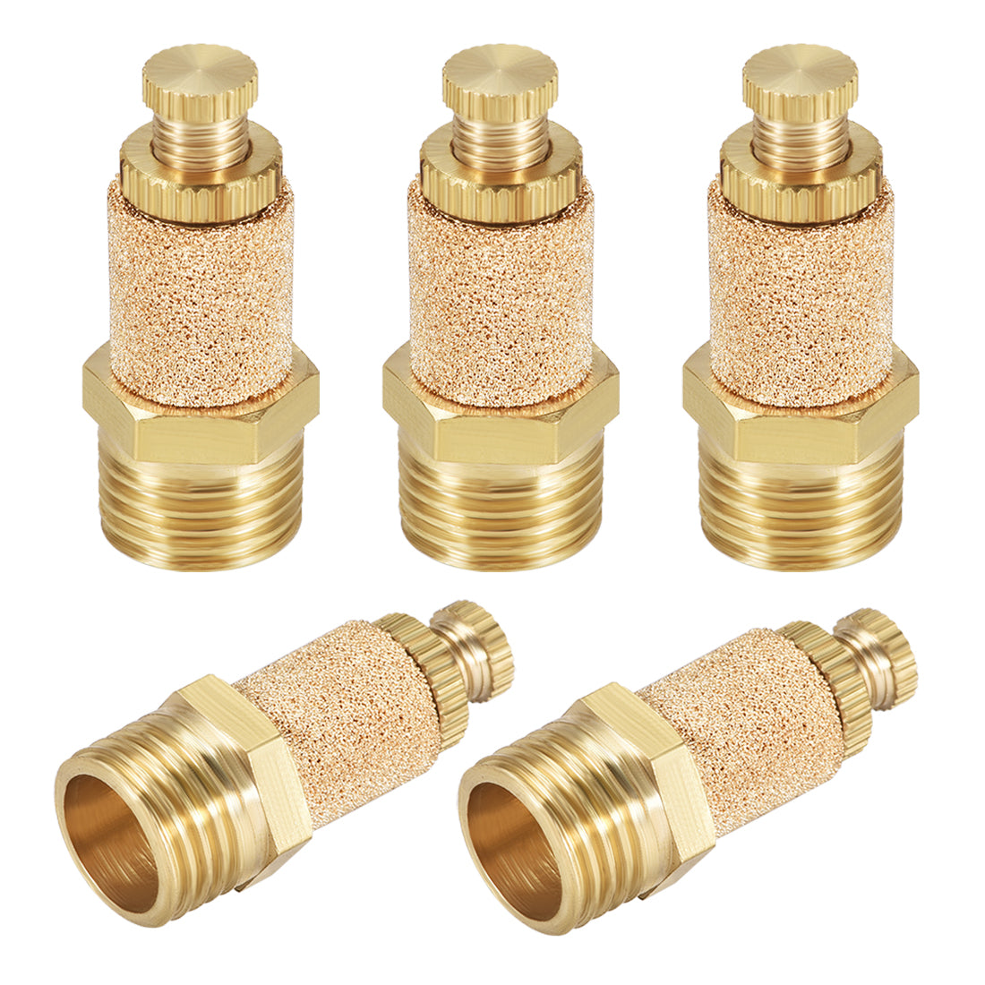 Uxcell Sintered Bronze Exhaust Muffler Top Adjustable G1/4 - Brass Body ...