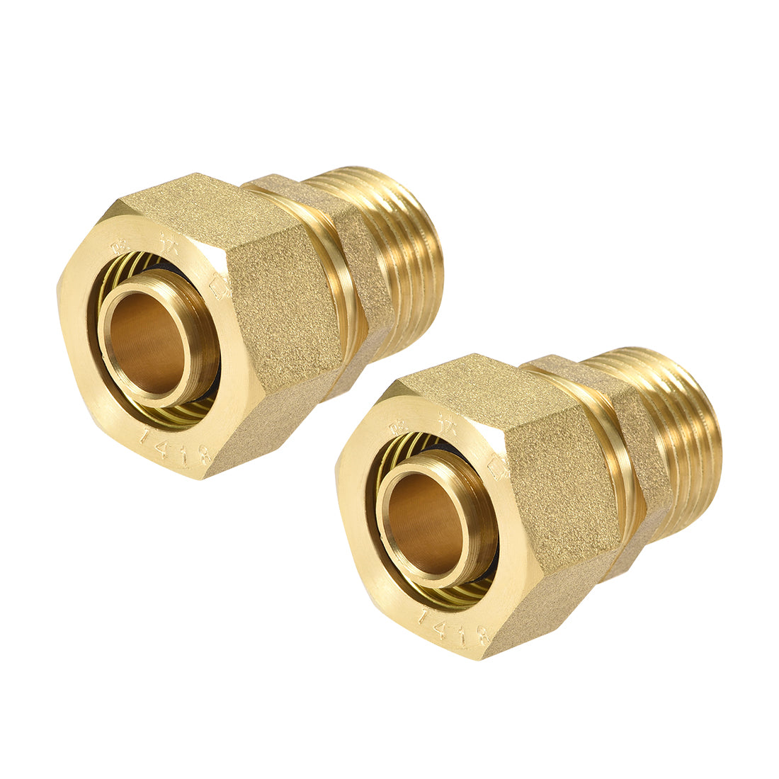 Uxcell Brass Compression Tube Fitting Connector Adapter 18mm Tube OD x ...