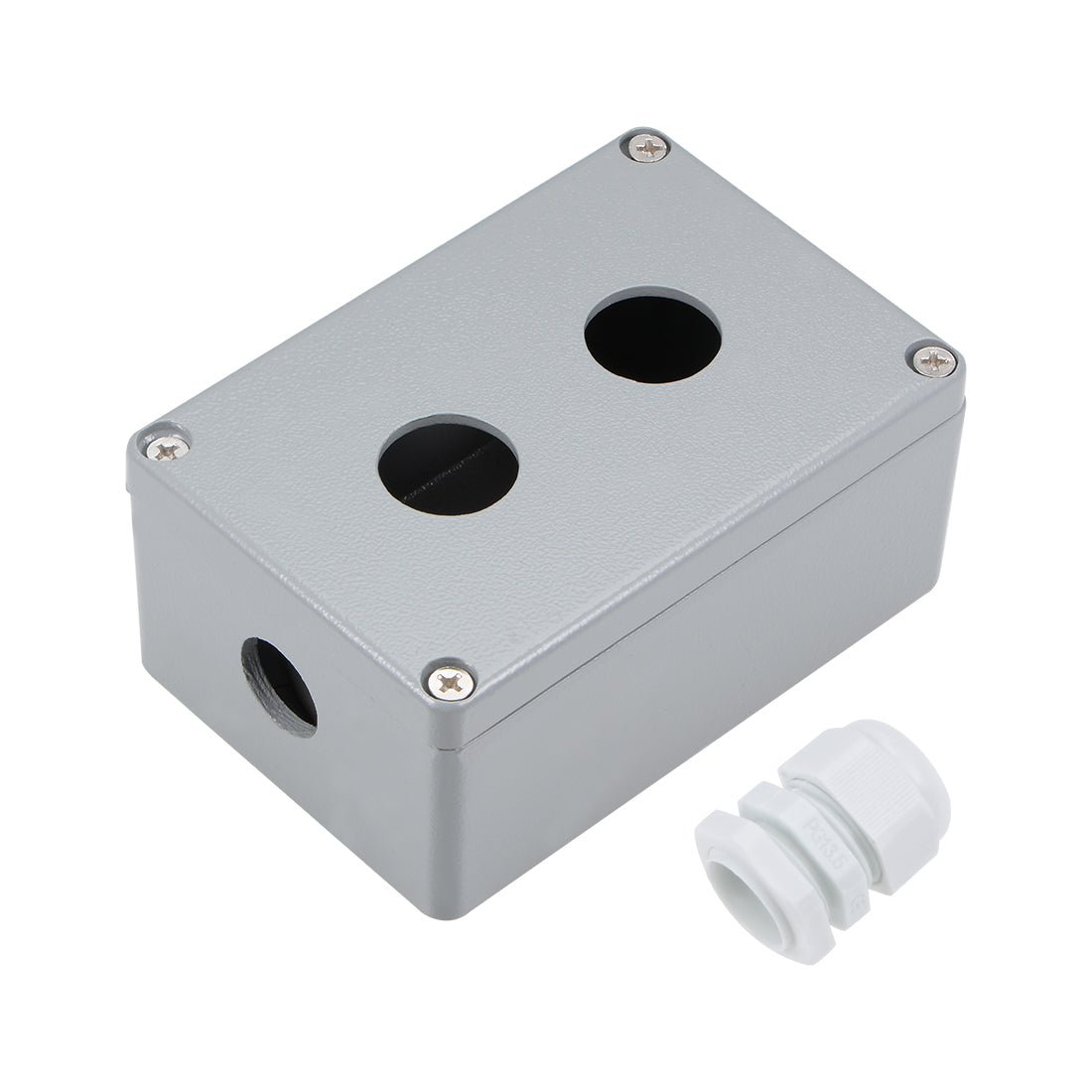 Uxcell Push Button Switch Control Station Box 22mm 2 Button Hole Gray ...