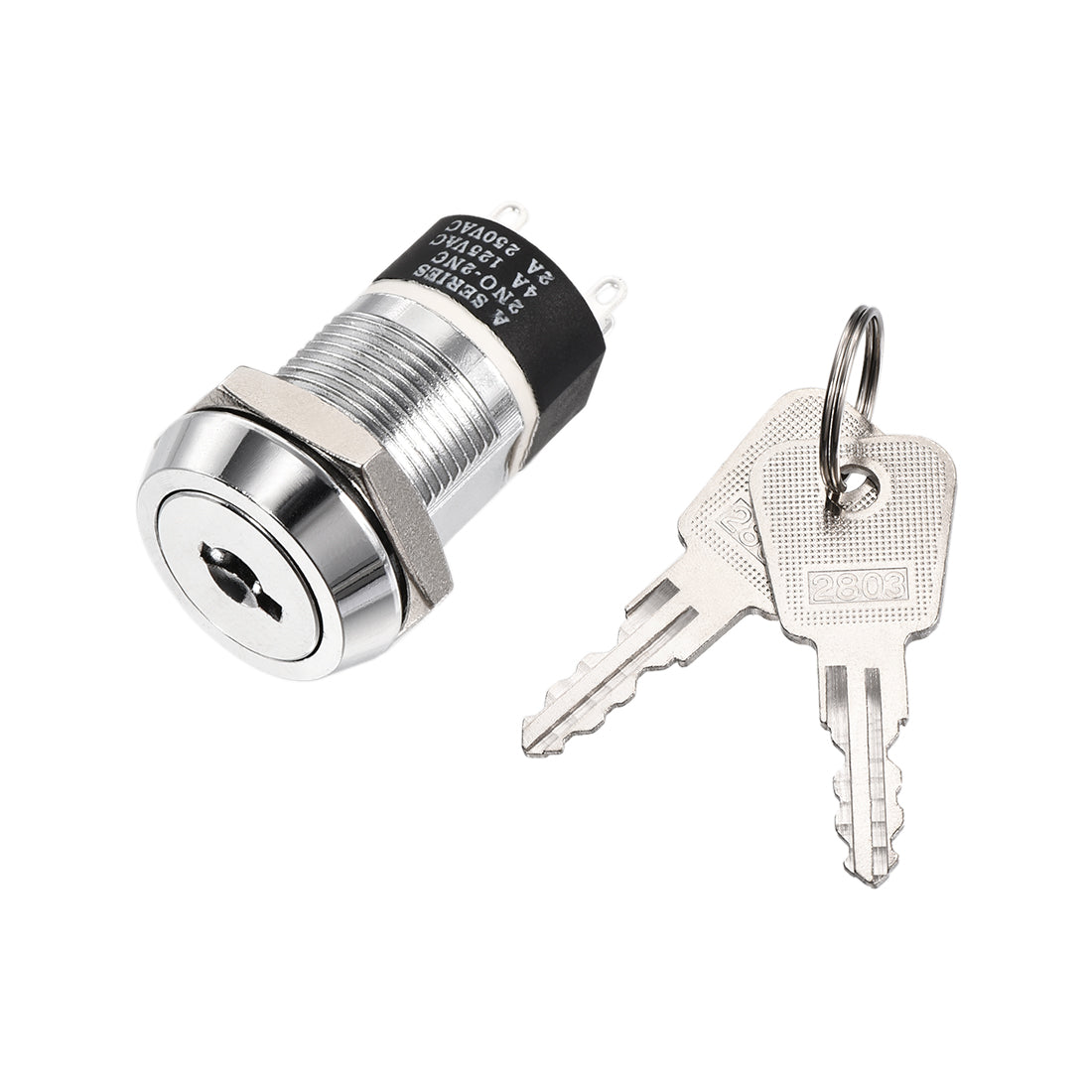 Uxcell 19mm 2 Positions Key Locking Push Button Switch With 2 Keys 2NC ...