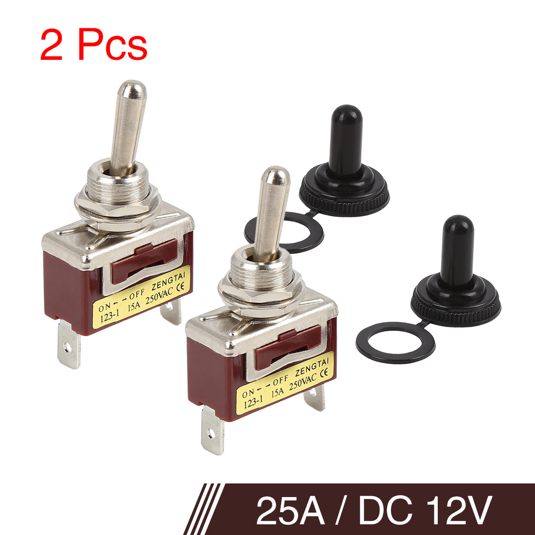 2pcs 2 Pins Toggle Switch with Waterproof Cap for Auto Car RV Truck 15A ...