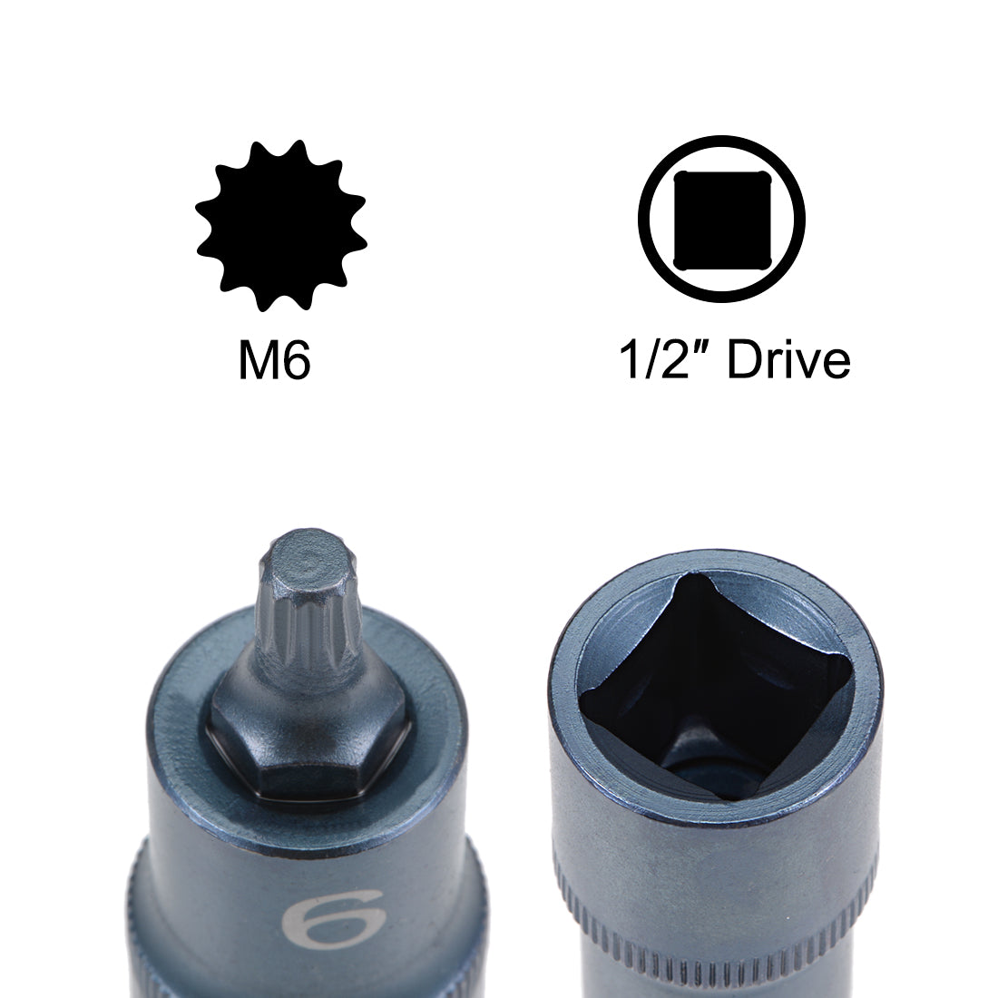 Uxcell 1/2-Inch Drive x M6 Triple Square Spline Bit Socket, Metric 2" Length | Harfington