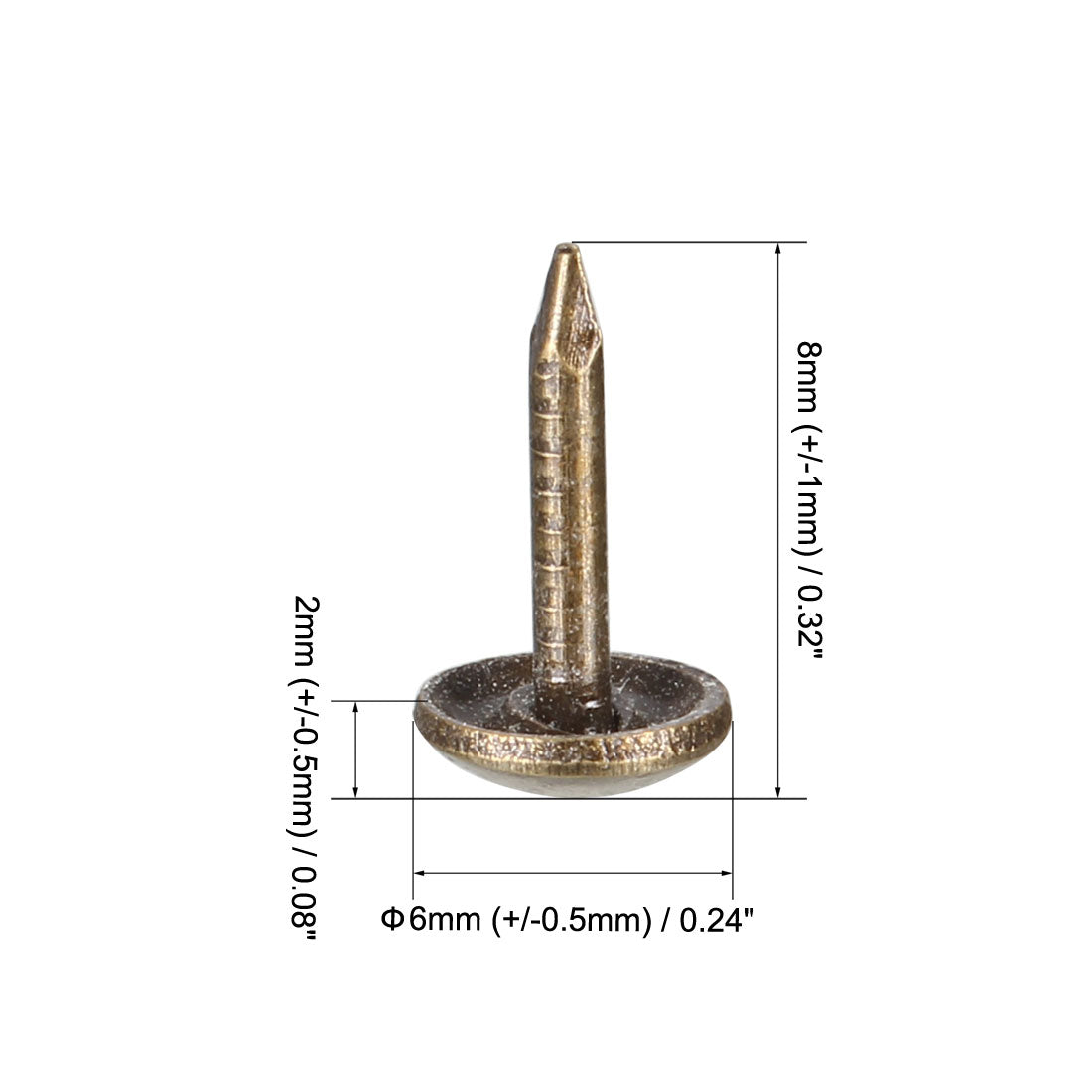 Uxcell Upholstery Nails Tacks 6mm Dia 8mm Height Antique Round Thumb ...