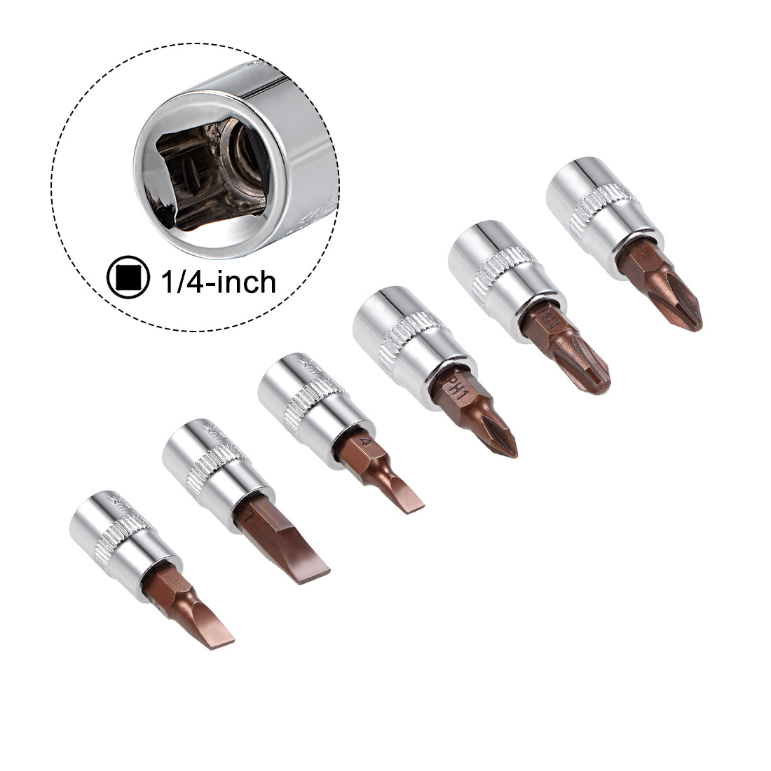 Uxcell 1/4" Drive Phillips Slotted Bit Socket Set, S2 Steel Bits, CR-V ...