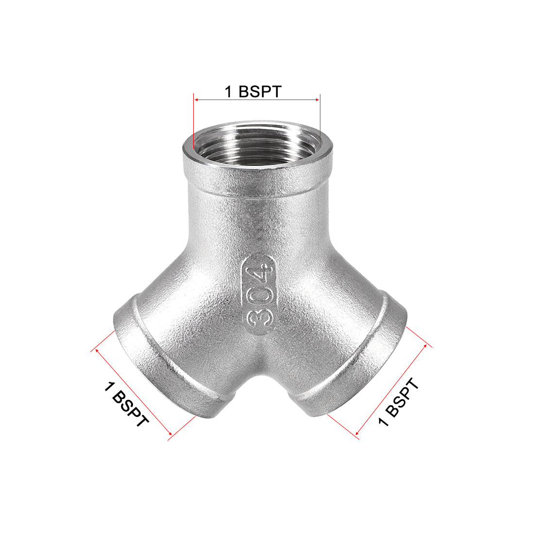 Uxcell Stainless Steel 304 Cast Pipe Fitting 1 BSPT Female Class 150 Y Shaped Connector Coupler ...
