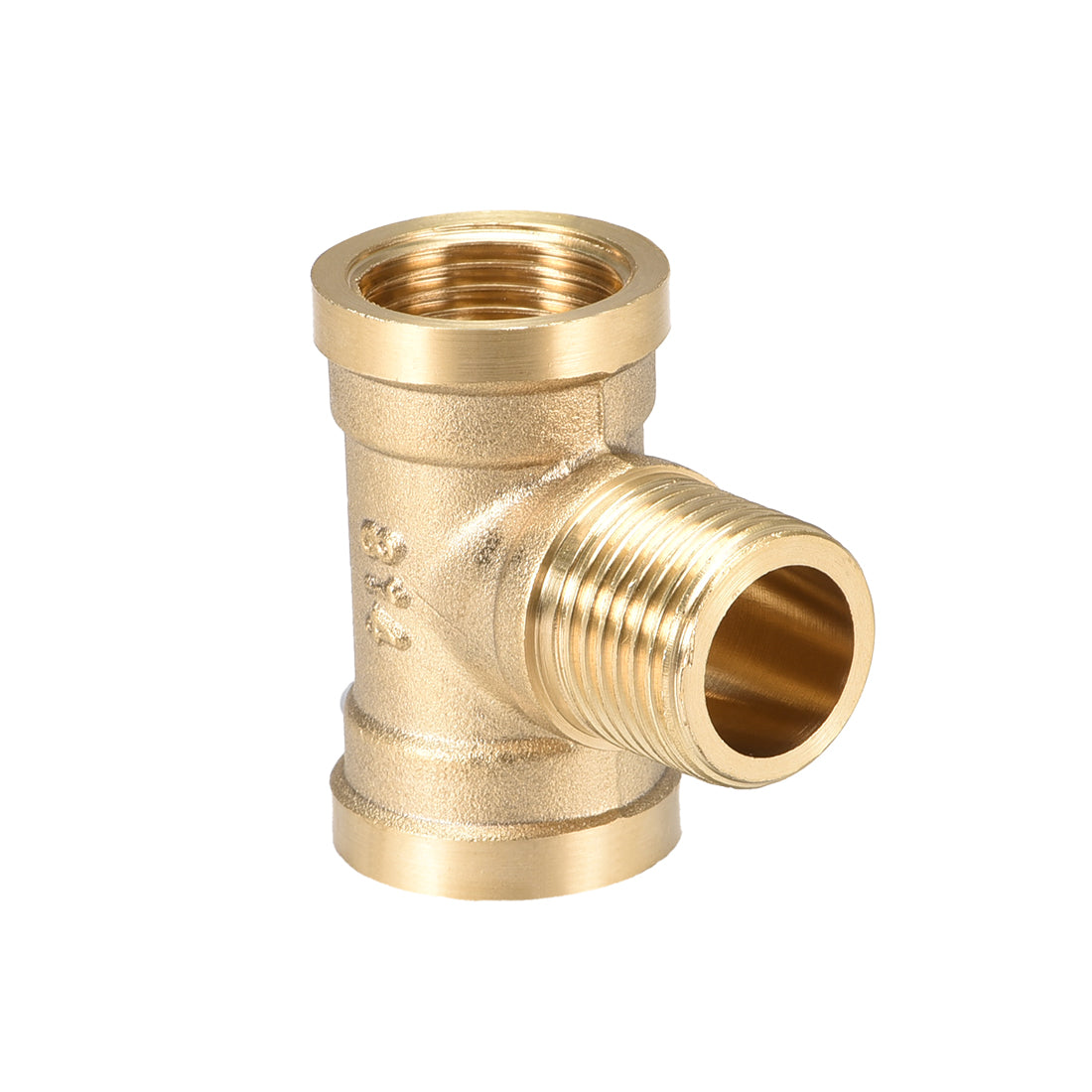 Uxcell Brass Tee Pipe Fitting G1/2 Female x G1/2 Male x G1/2 Female T Shaped Connector Coupler ...