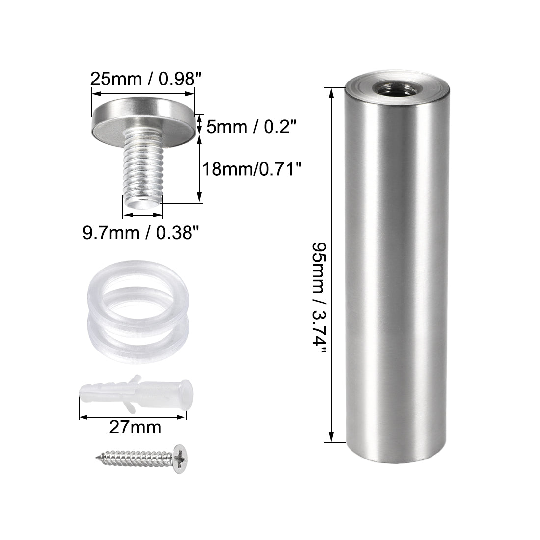 Glass Standoff Mount Stainless Steel Wall Standoff Holder, Advertising ...