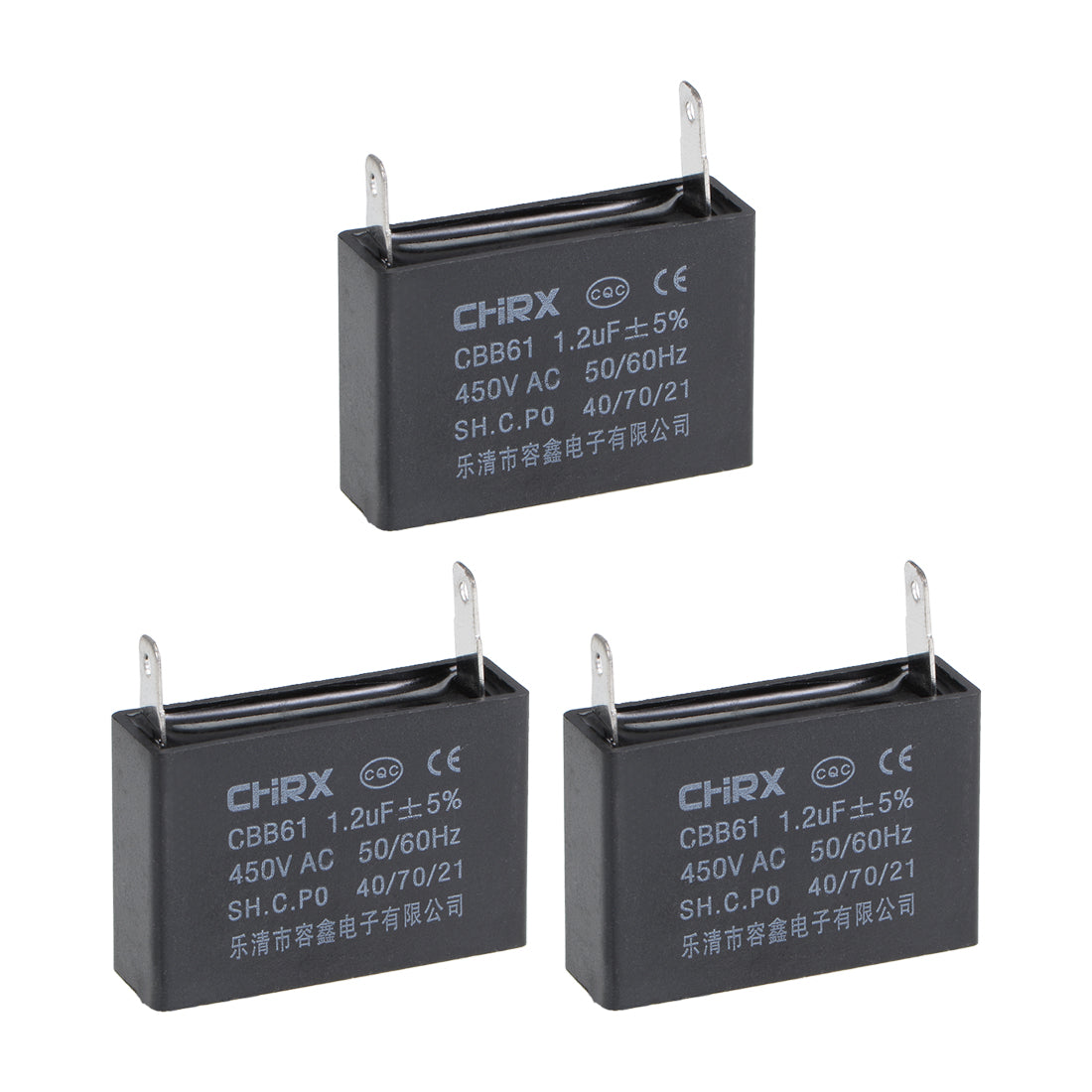 Uxcell 2 Terminal CBB61 Ceiling Fan Capacitor 1.2uF 450V AC Start Run ...