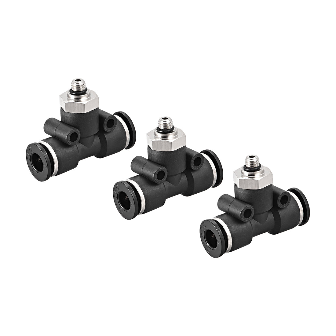 Uxcell Plastic Tee Push To Connect Tube Fittings 6mm Tube OD x M5 Male ...