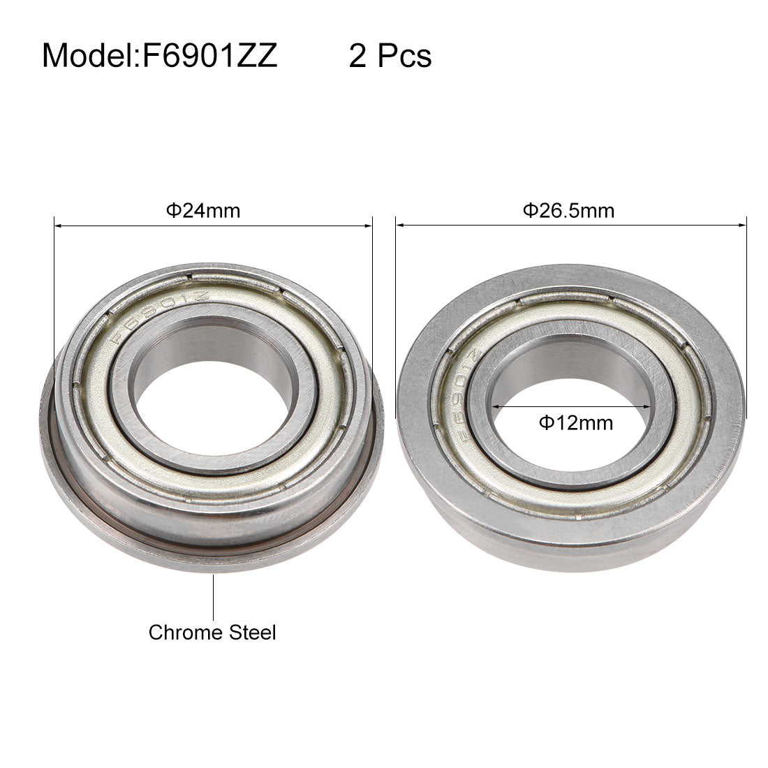 Uxcell Flange Ball Bearing Shielded Chrome Steel Bearing | Harfington
