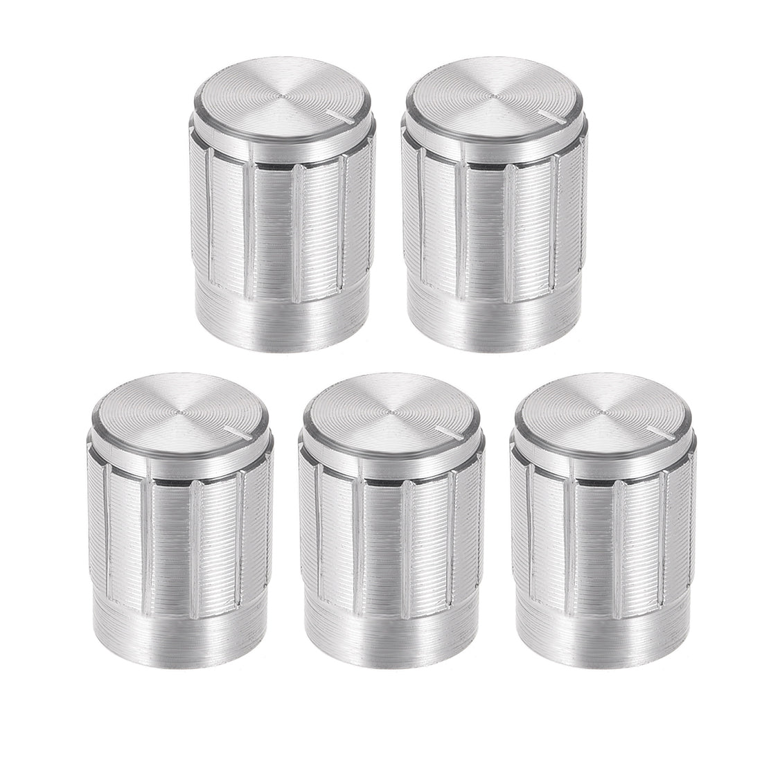 Uxcell 5pcs Potentiometer Knob Cover Cap Silver Tone Aluminum 6mm Shaft ...