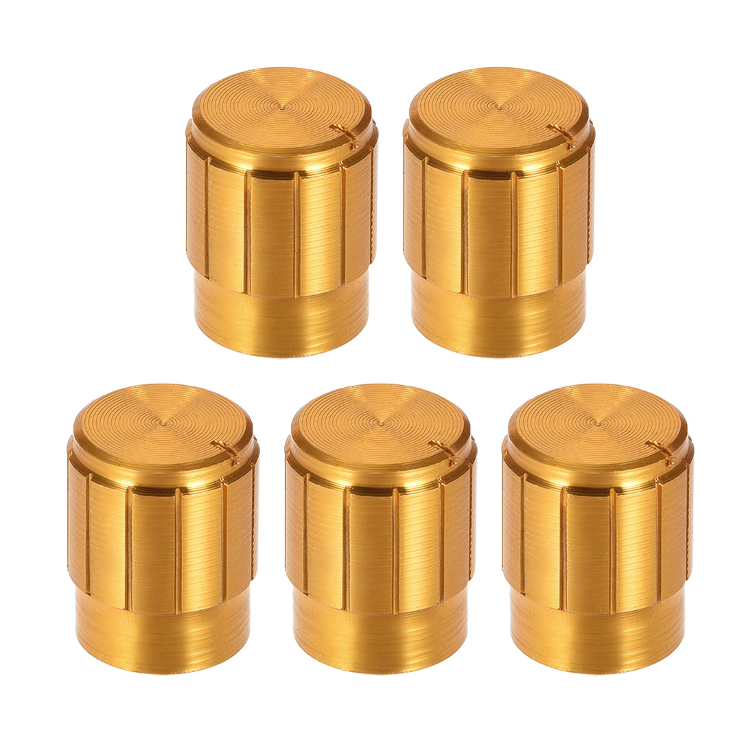 Uxcell 5pcs Potentiometer Knob Cover Cap Gold Tone Aluminum 6mm Shaft ...