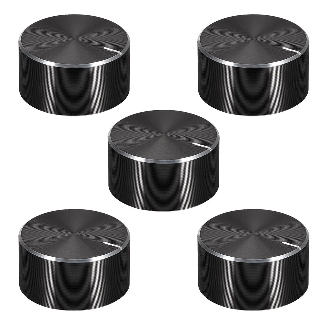 Uxcell 5pcs Potentiometer Knob Knurled Shaft Black Aluminum Smooth ...
