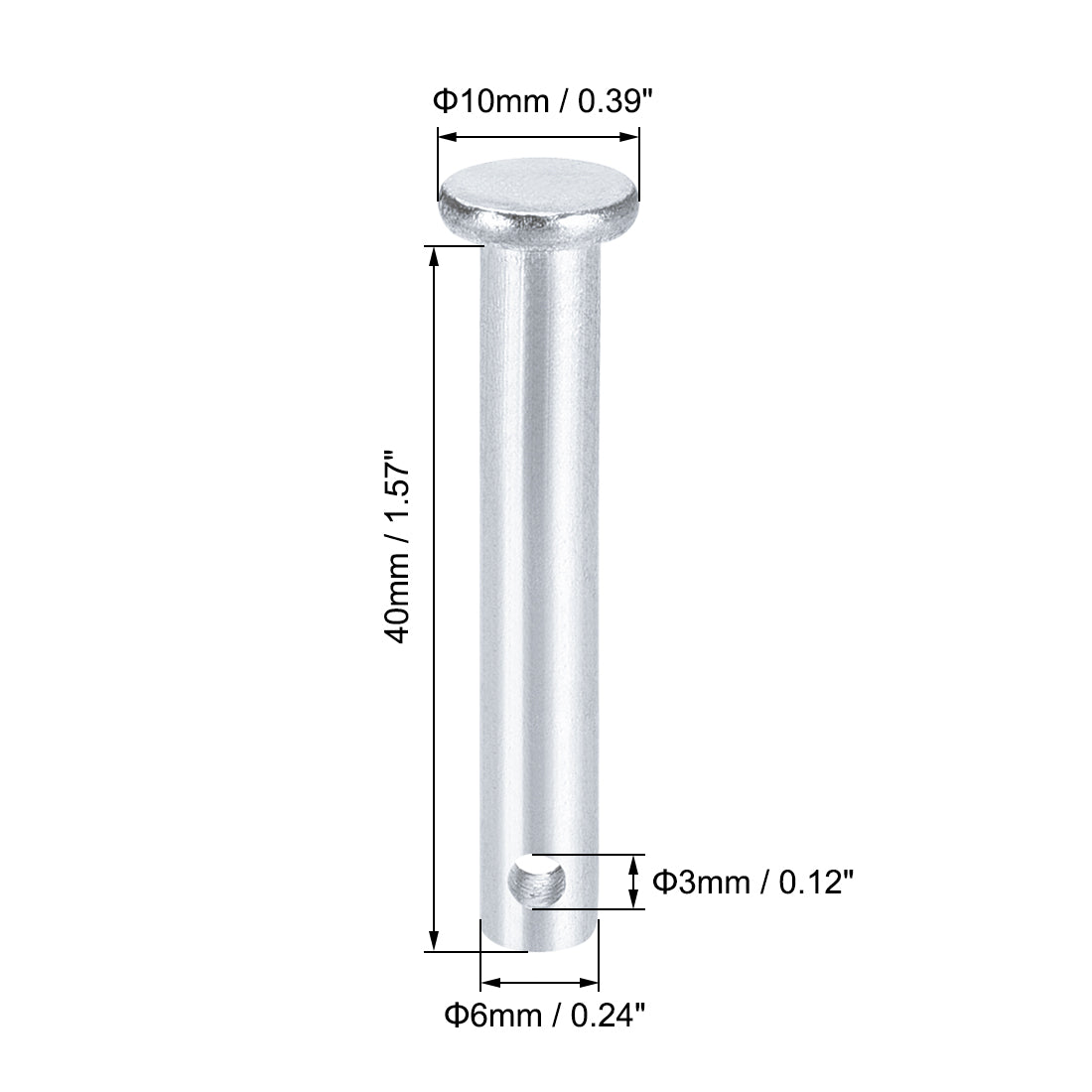 Uxcell Single Hole Clevis Pins - Flat Head Zinc-Plating Solid Steel Link Hinge Pin 20Pcs ...