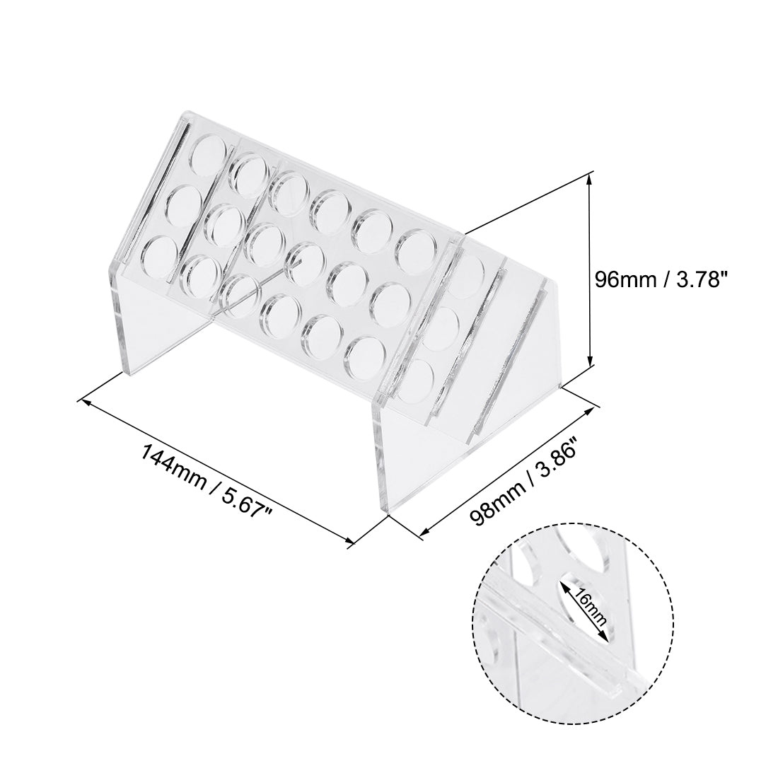 Uxcell Slant Rack Acrylic Test Tube Holder 18 Well for 10ml/15ml ...