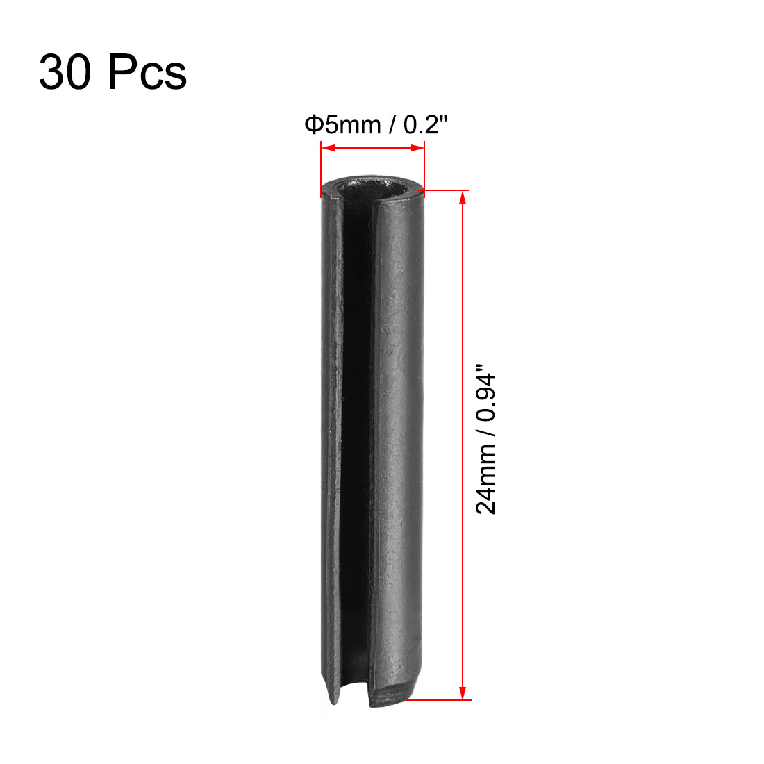 Uxcell Slotted Spring Pin - 5mm x 24mm Plain Finish 65Mn Roll ...