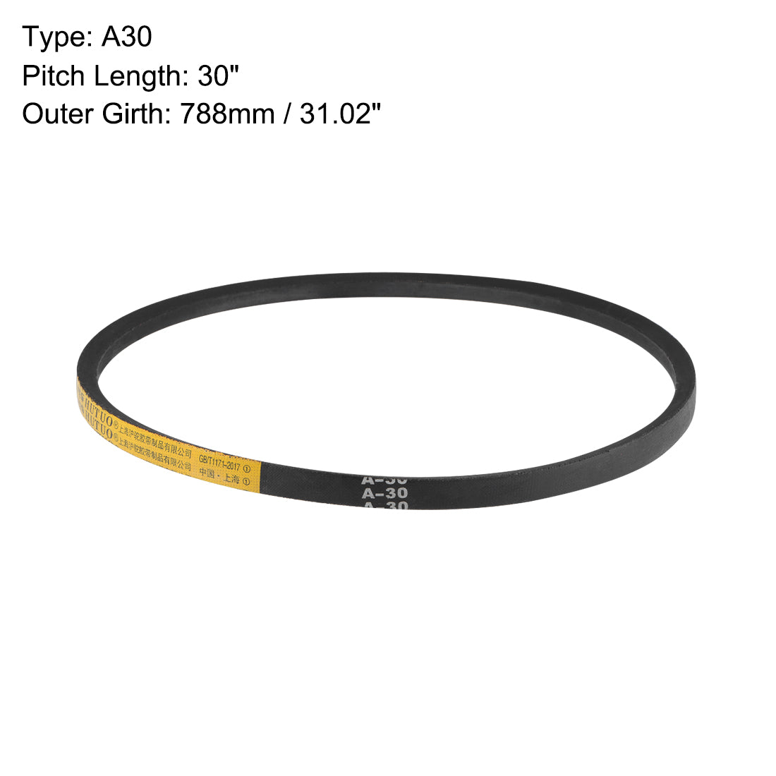 Uxcell A30 Drive V-Belts 30" Pitch Length, 13mm Width 8mm Thick JIS Standard A-Section Rubber ...