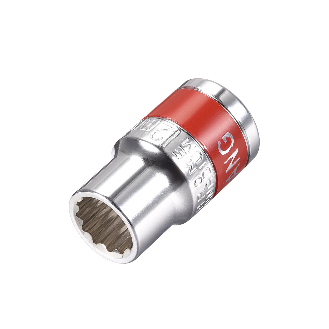 Uxcell 1/2-Inch Drive by 12mm Shallow Socket with Red Band, Cr-V, 12 ...