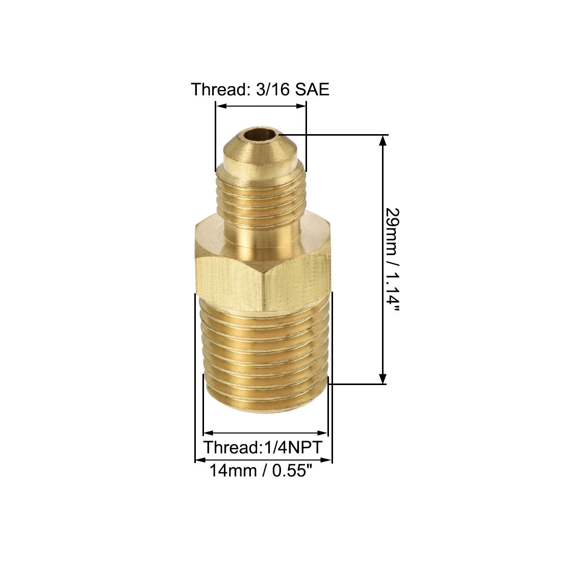 Brass Pipe Fitting, SAE Flare Male to NPT Male Thread Tubing Adapter ...