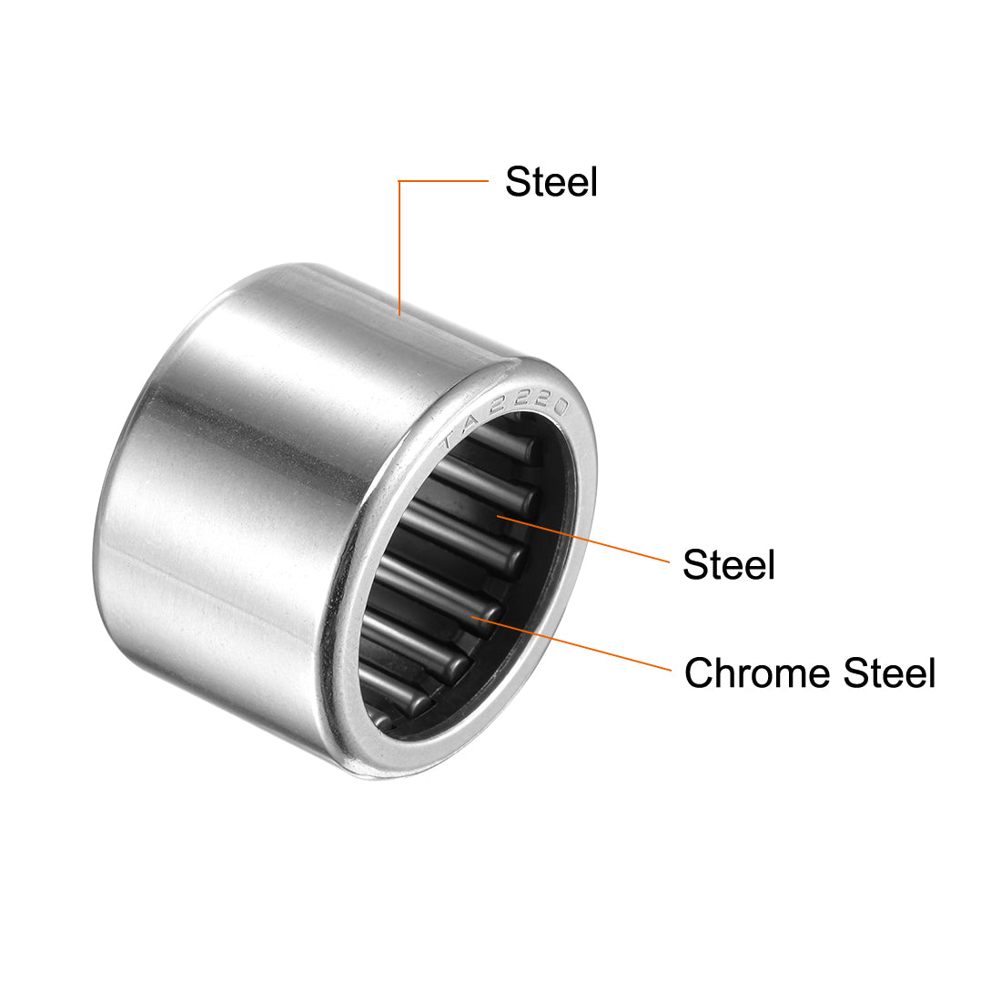 Uxcell TA1715 Needle Roller Bearings 17mm x 24mm x 15mm Chrome Steel ...