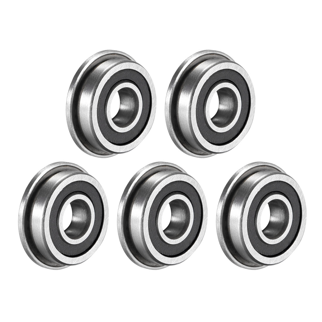 Uxcell F695-2RS Flange Ball Bearing 5x13x4mm Double Sealed Chrome Steel ...