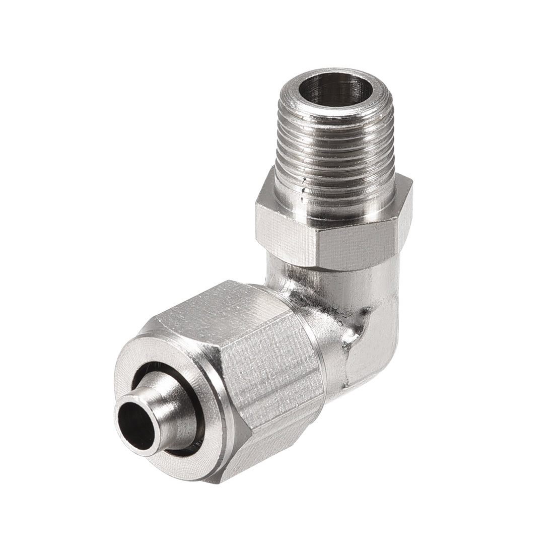 Uxcell 8mm Tube OD to 1/8PT Male Thread Elbow Quick Fittings Nickel ...