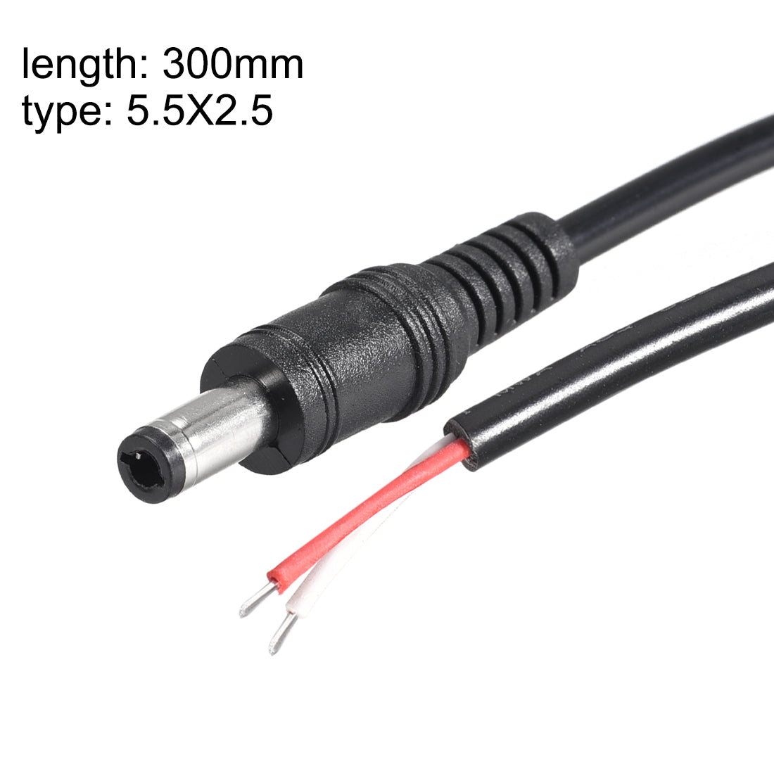 Uxcell 3pcs DC Power 5.5mm x 2.5mm 4A 30cm Barrel Male Plug Connector Pigtail | Harfington