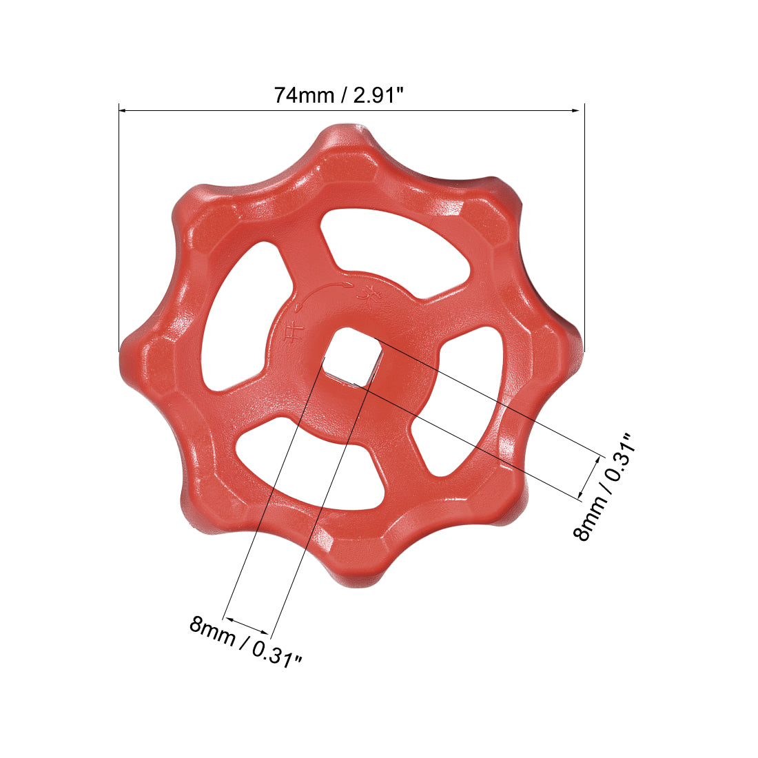 Uxcell Round Wheel Handle, Square Broach 8x8mm, Wheel OD 74mm ABS Red ...