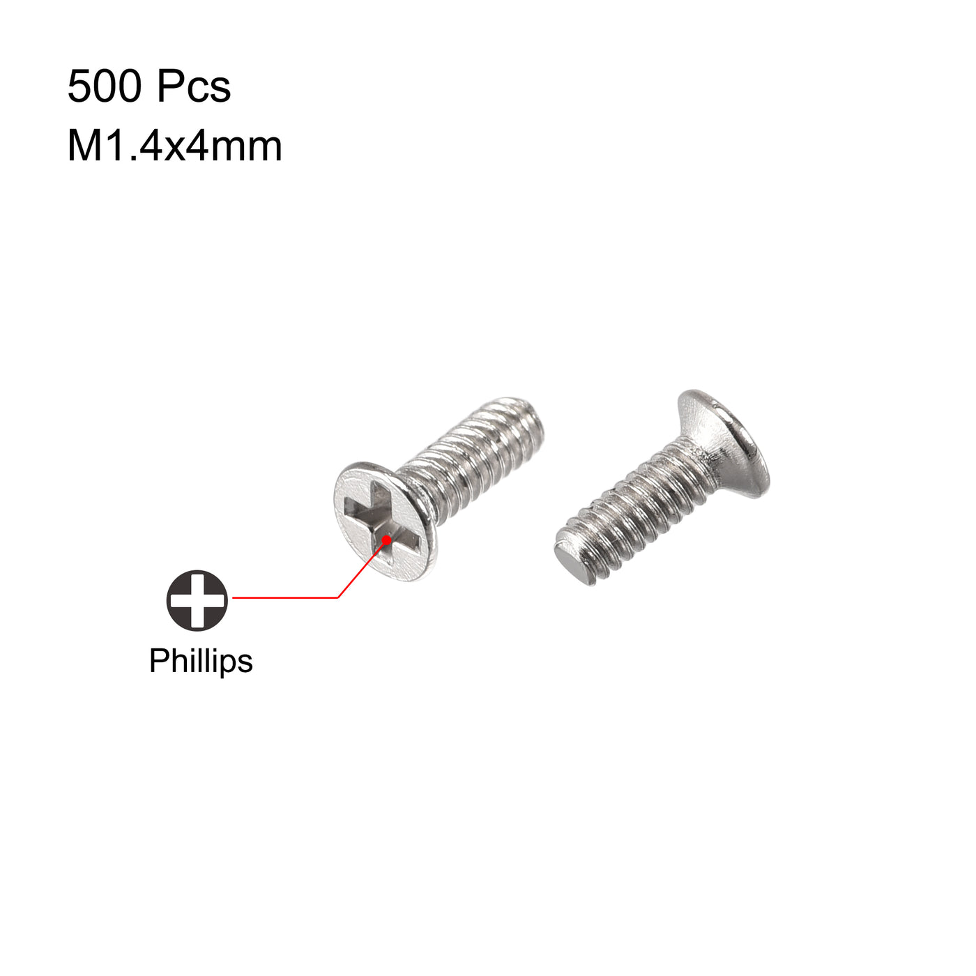 Uxcell M1.4 x 4mm Tiny Screws Phillips Flat Head Screws Carbon Steel Machine Screws for Glasses ...