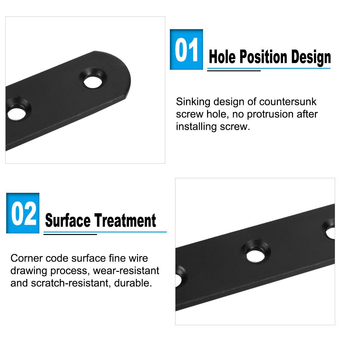 Uxcell 4 Pcs Straight Bracket 248x20mm Stainless Steel Fastener Brace ...