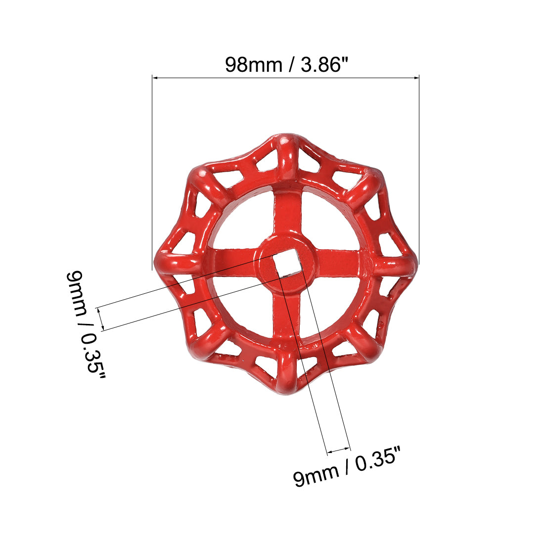 Uxcell Round Wheel Handle Square Broach 12x12mm Wheel OD 150mm Paint ...