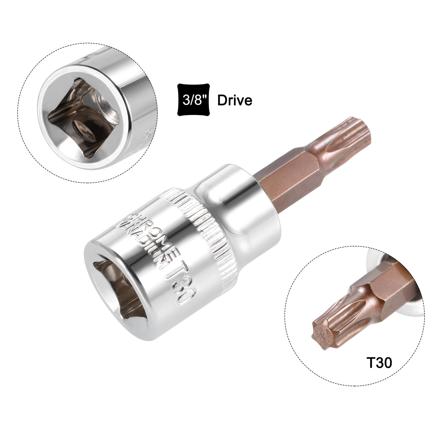 Uxcell 3/8" Drive x T40 Torx Bit Socket, S2 Steel Bits, CR-V Sockets 2" Length | Harfington