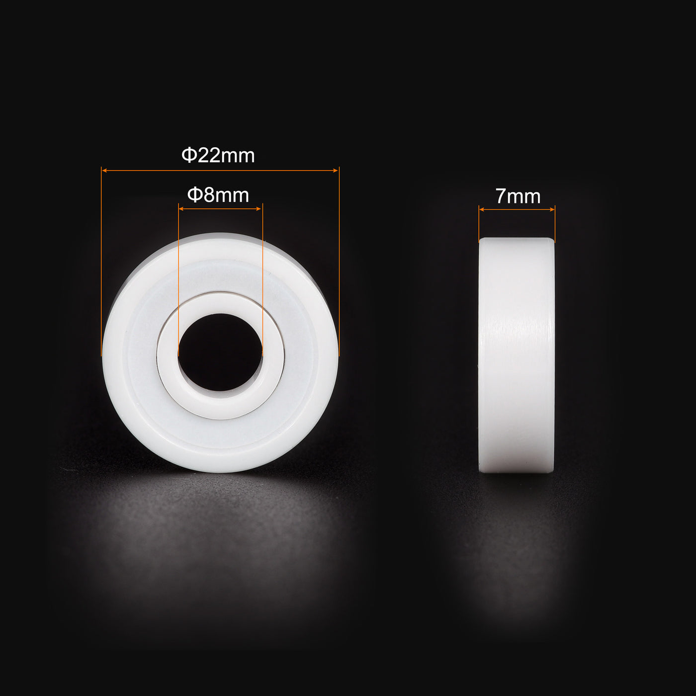 Uxcell 608-2RS Full Ceramic Ball Bearing 8x22x7mm Double Sealed ...