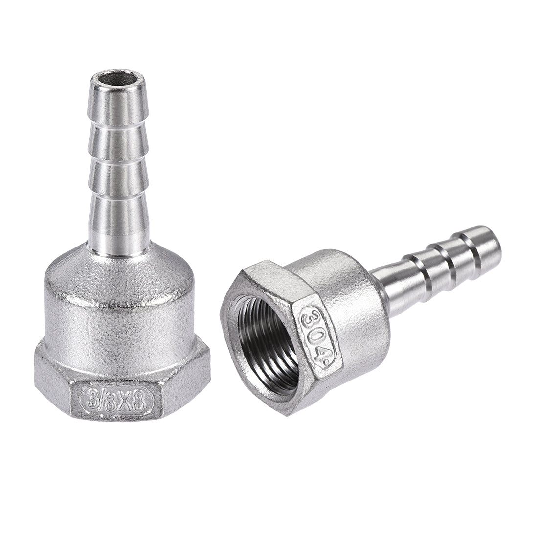 Uxcell 304 Stainless Steel Hose Barb Fitting Coupler 8mm Barb G3/8 ...