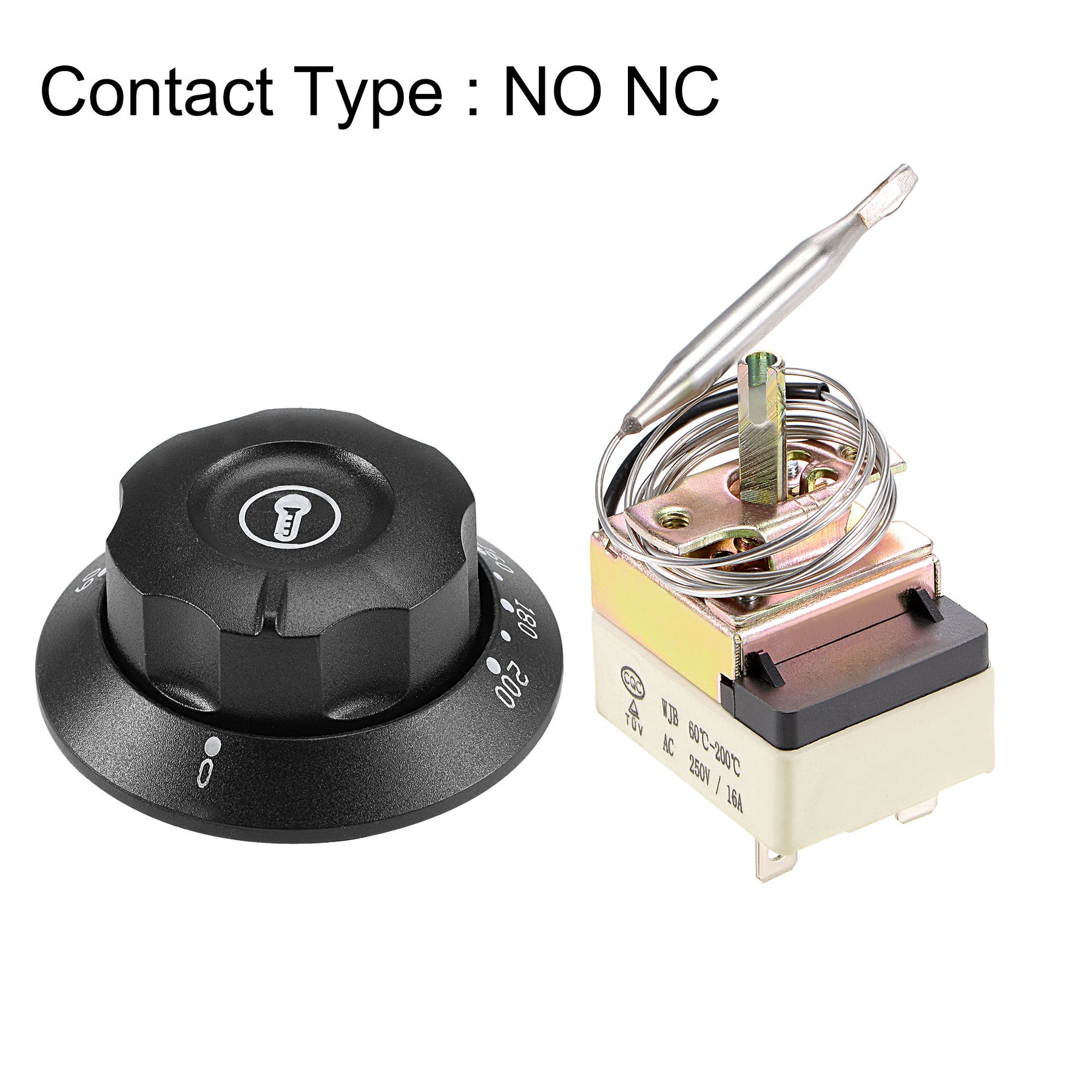 Uxcell 1NO 1NC 250V 16A 60-200C Temperature Control Switch Capillary ...