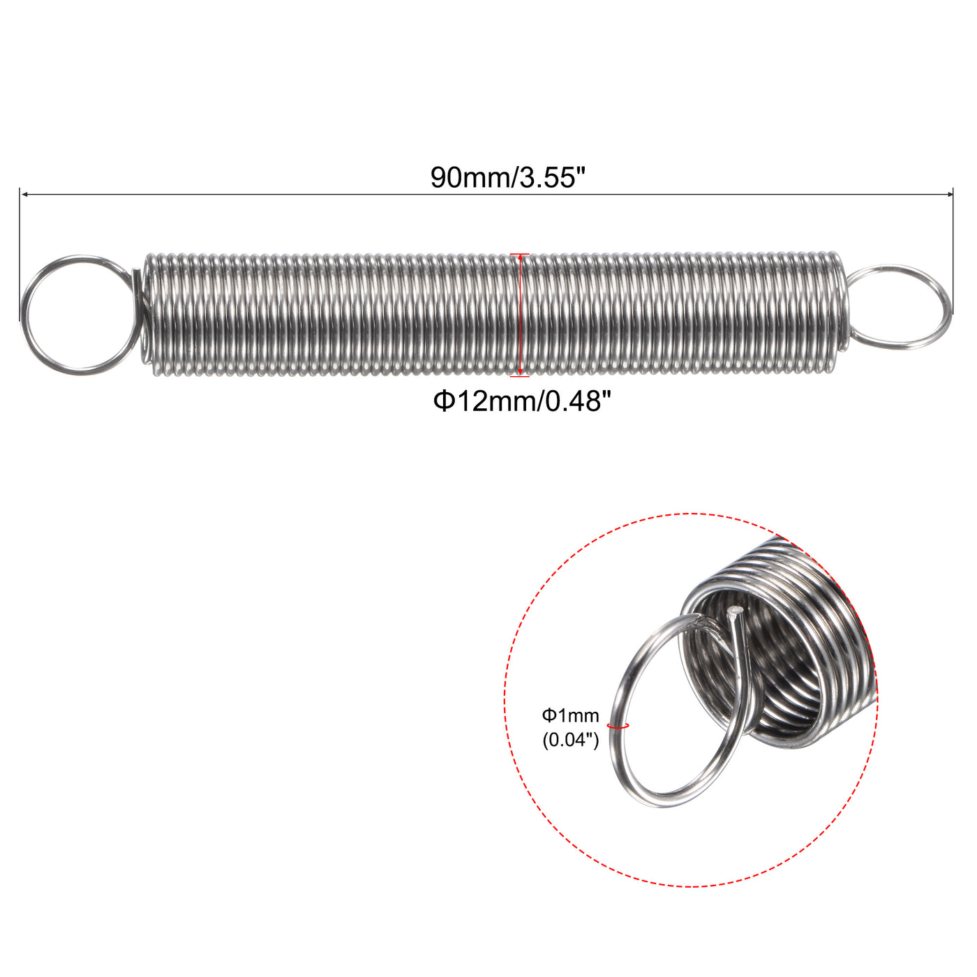 Uxcell 1mmx12mmx70mm Extended Compression Spring,2.9Lbs Load Capacity ...