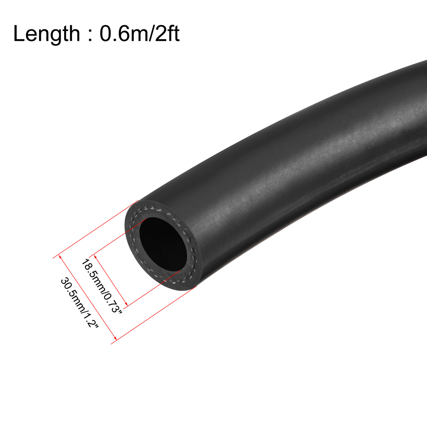 Uxcell 3/4 inch ID Fuel Line Hose, 1 3/16 inch OD 2ft Black Oil Hose ...