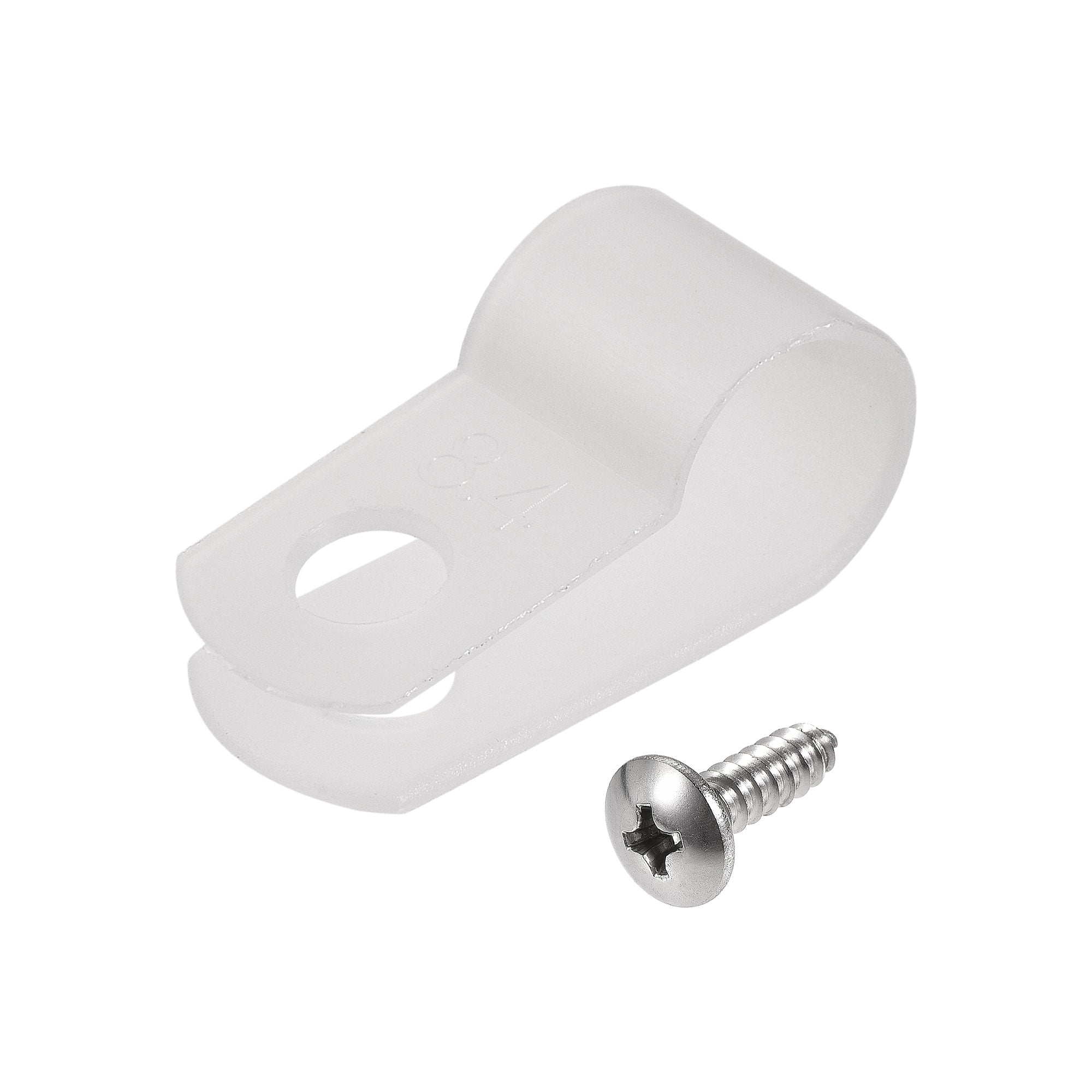 Uxcell 8.4mm Nylon R Type Cable Clip Wire Clamp with Screws White 50pcs ...