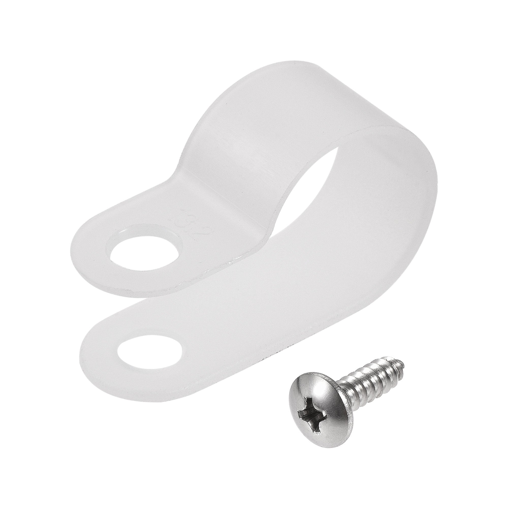 Uxcell 13.2mm Nylon R Type Cable Clip Wire Clamp with Screws White ...