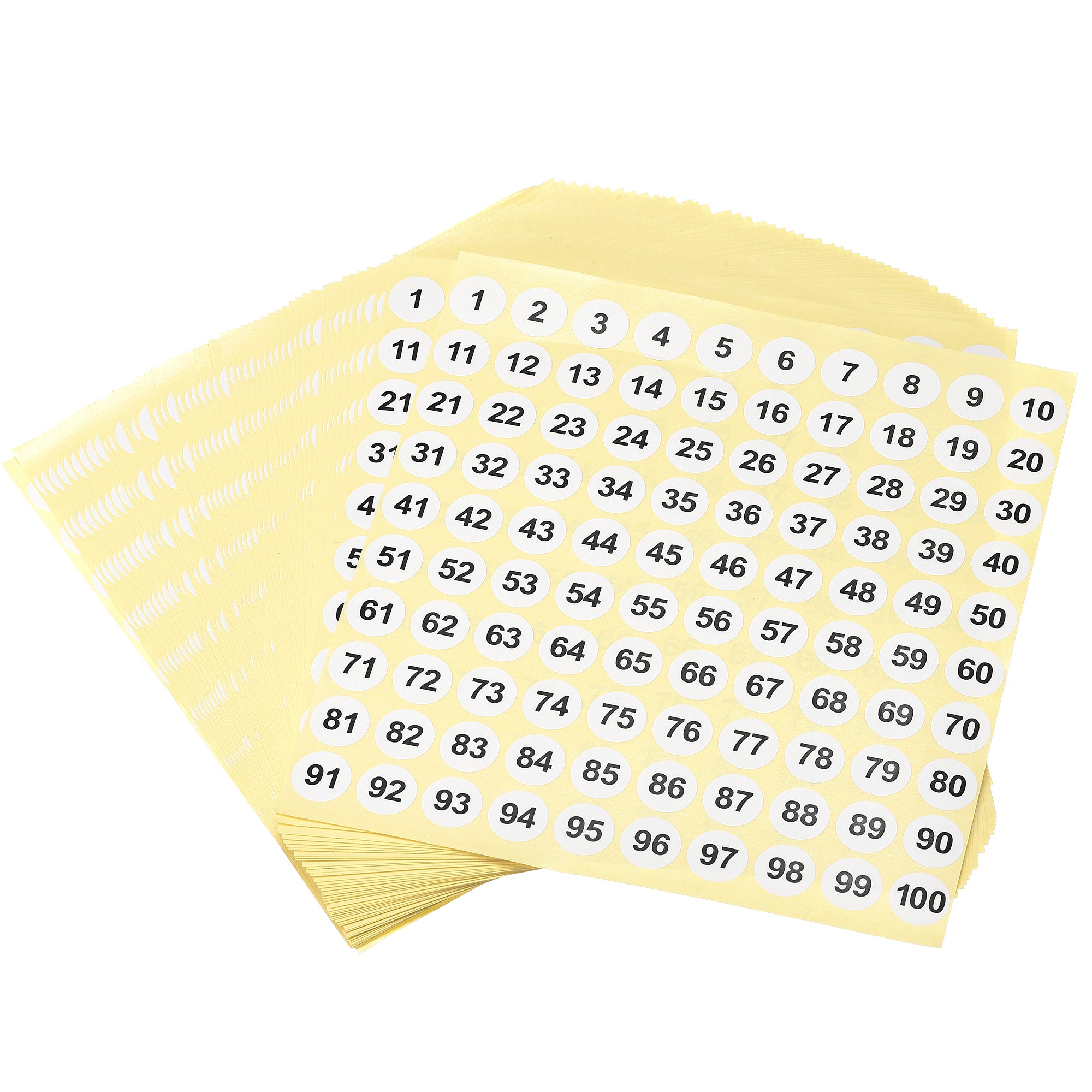 Uxcell Round Number Stickers, 15mm Dia Number 1-100 Coated Paper Label ...