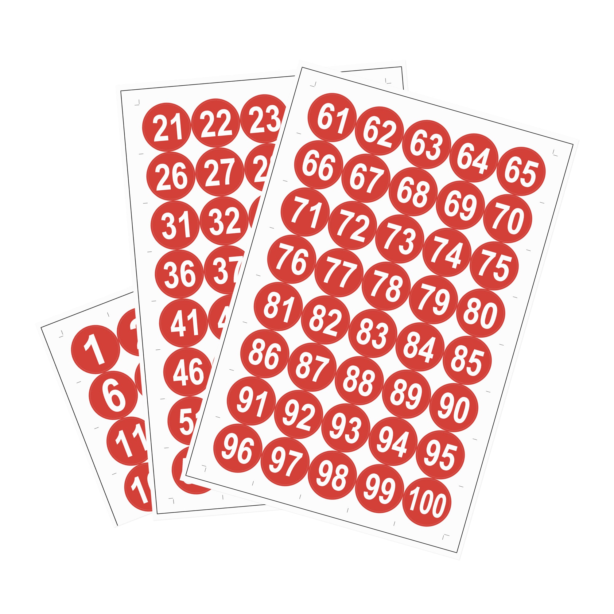 Uxcell Round Number Stickers, 50mm Dia Number 1-100 Self Adhesive PVC ...