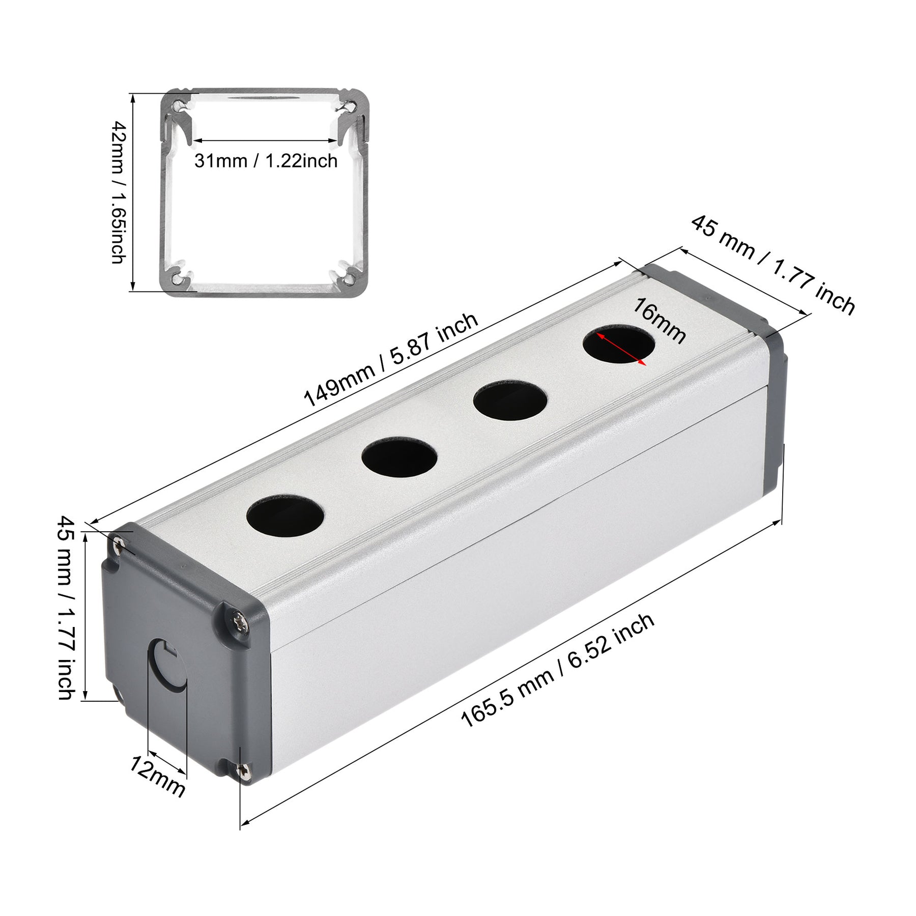 Uxcell 4 Holes 16mm Aluminum Switch Button Station Box with a PG7 Cable ...