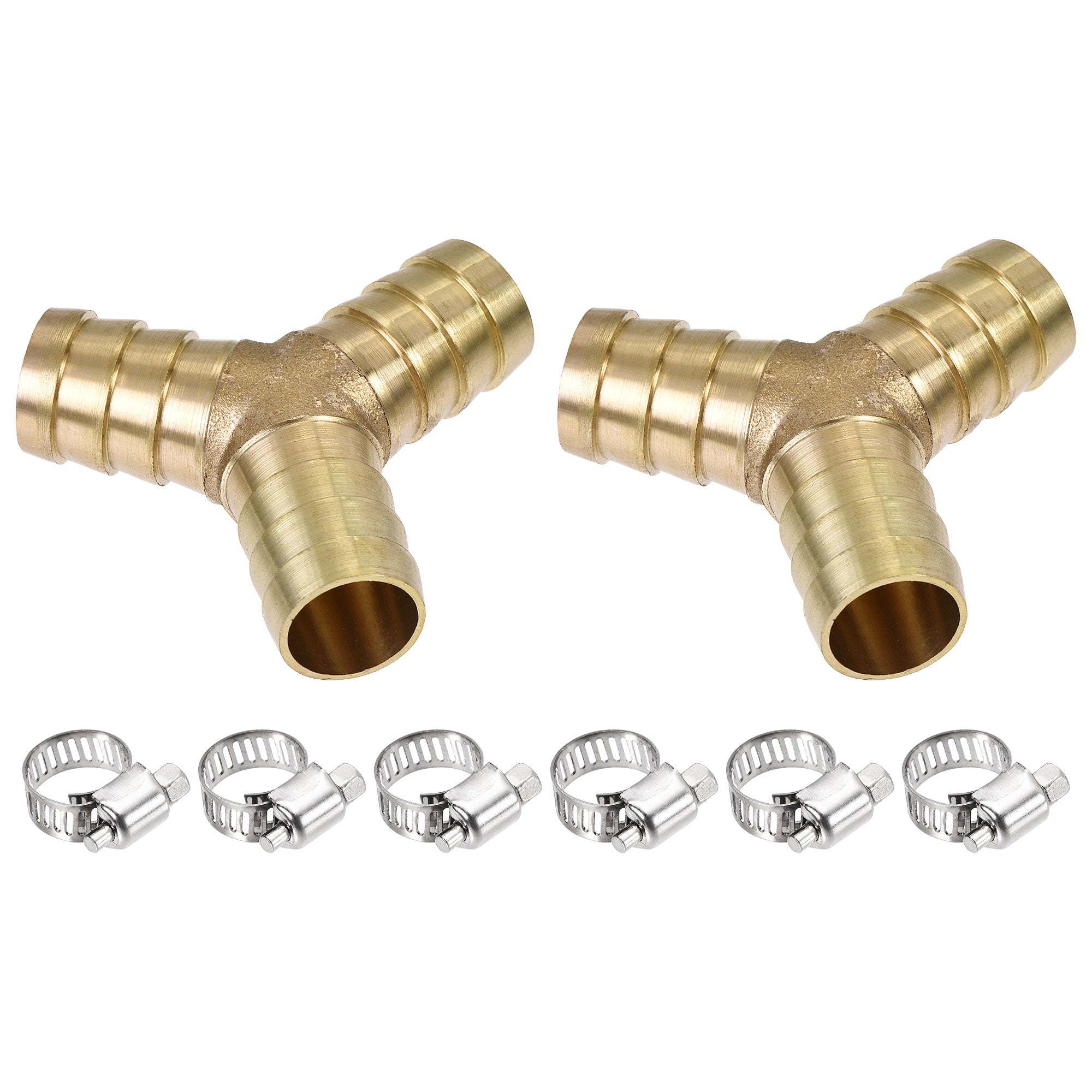 Uxcell Barb Hose Fitting 10mm OD Y Shape Pipe Connector Brass 2Pcs with ...