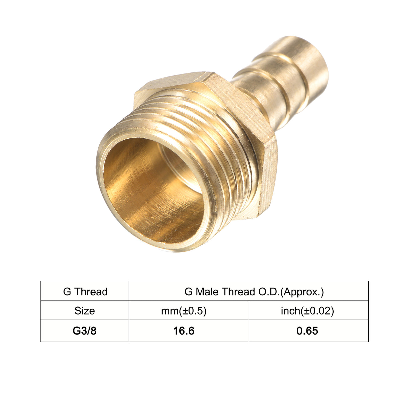 Uxcell Brass Hose Barb Fitting Straight Male Thread Pipe Connector with ...