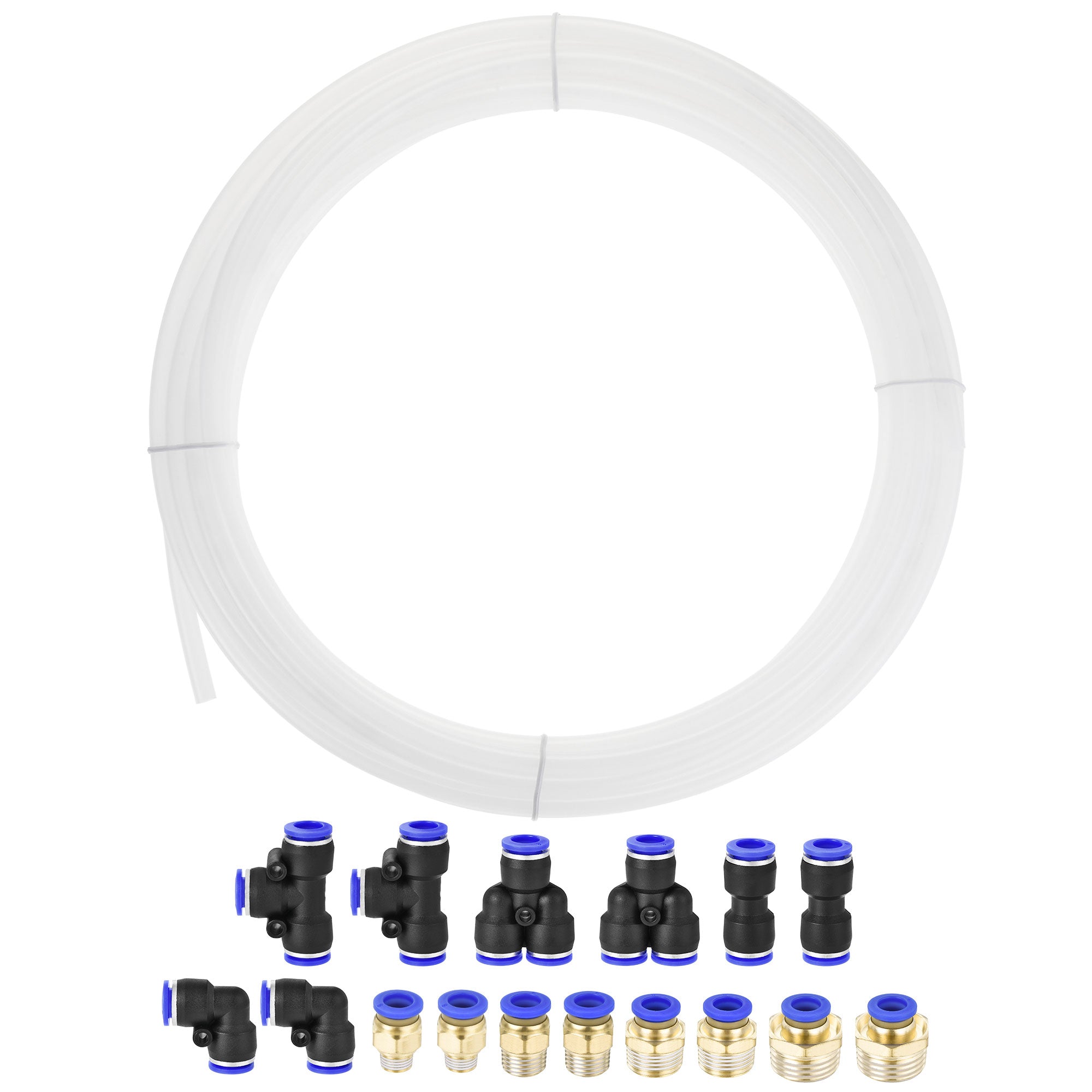 Uxcell Pneumatic 8mm OD Nylon Air Hose Tubing Kit 10 Meters White with ...