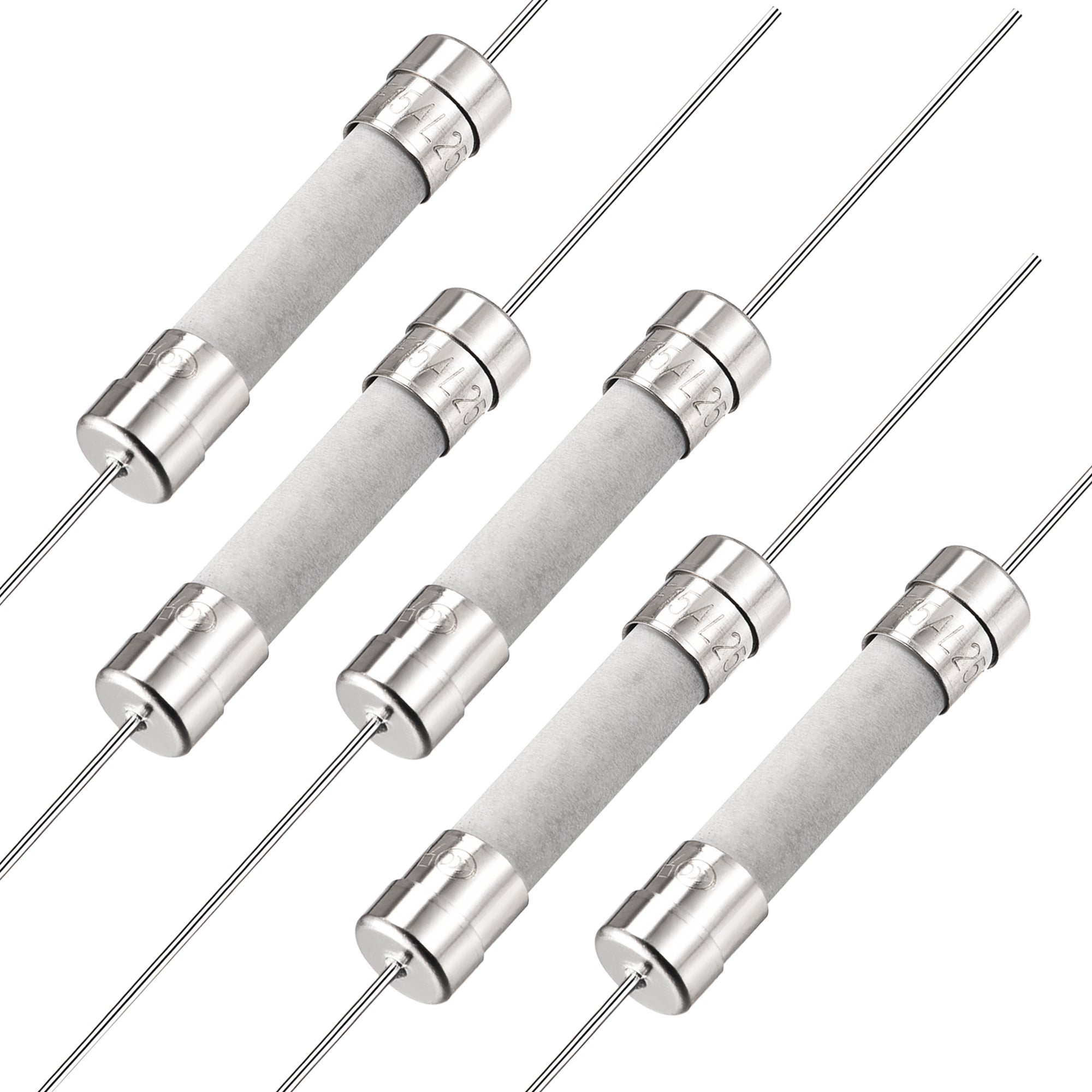 Uxcell Fast Blow Fuse Lead Wire Ceramic Fuses 6mm x 32mm 250V F15A 5Pcs ...