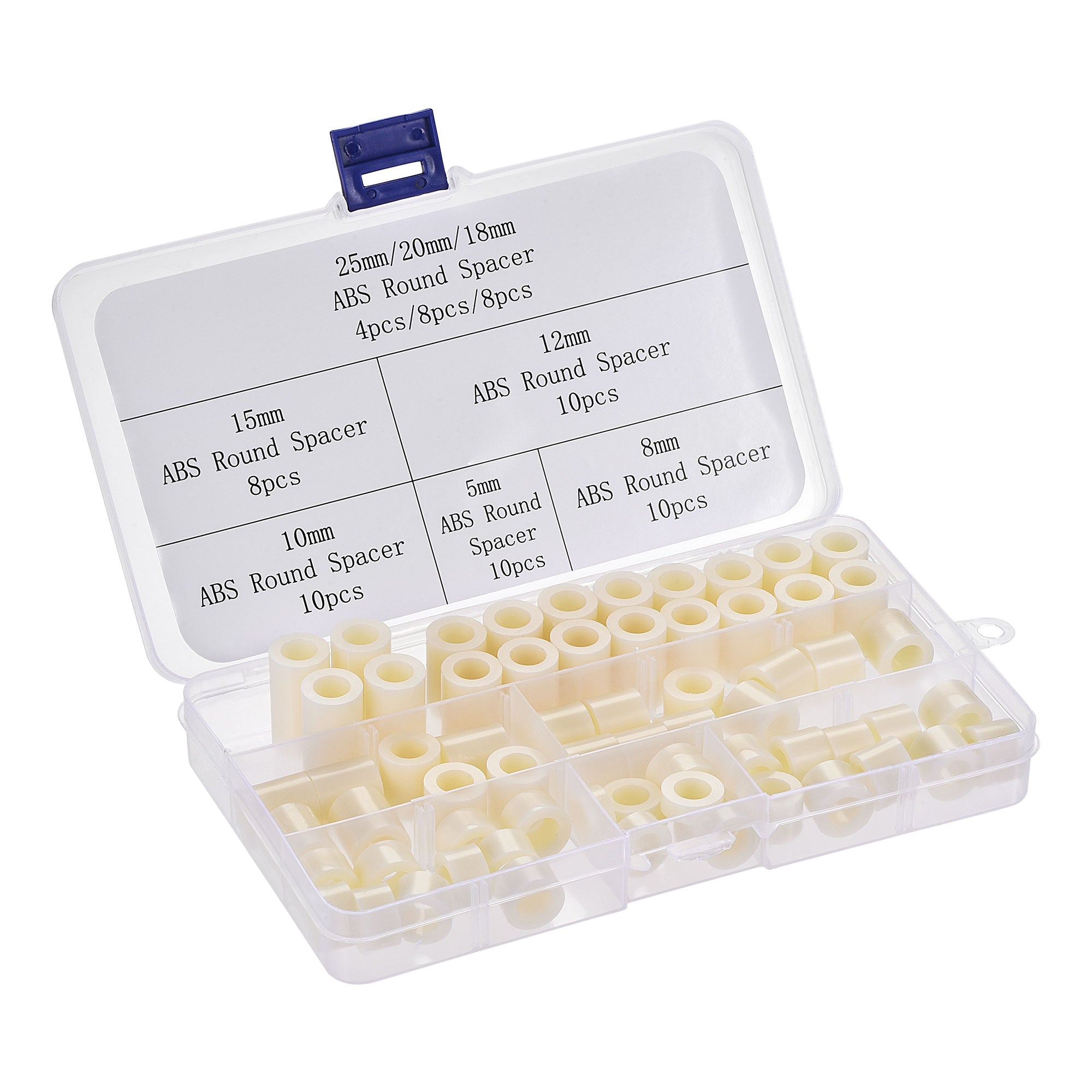 Uxcell ABS Round Spacer Assortment Kit ID 8.2mm OD 14mm, 8 Sizes ...