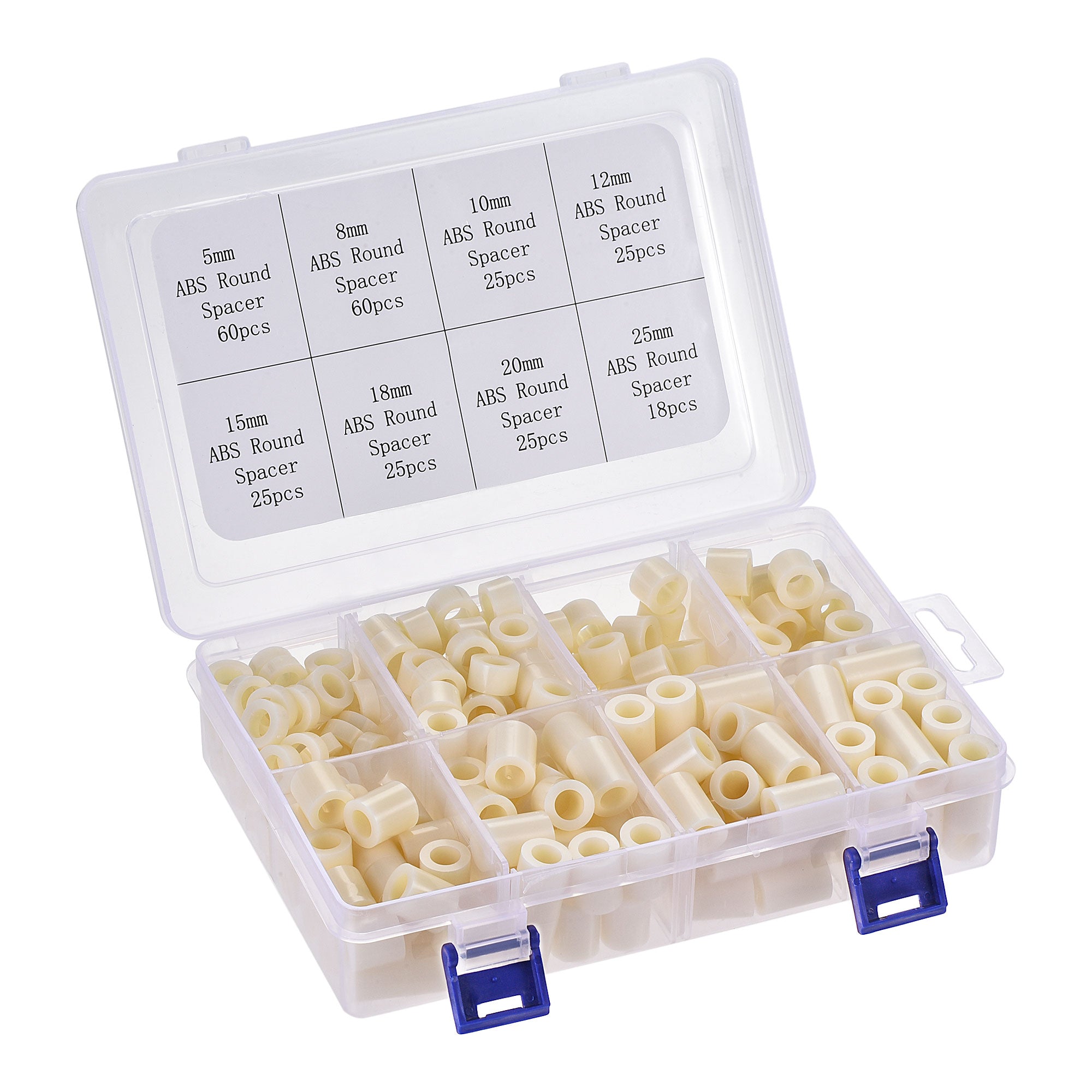 Uxcell ABS Round Spacer Assortment Kit ID 8.2mm OD 14mm, 8 Sizes ...