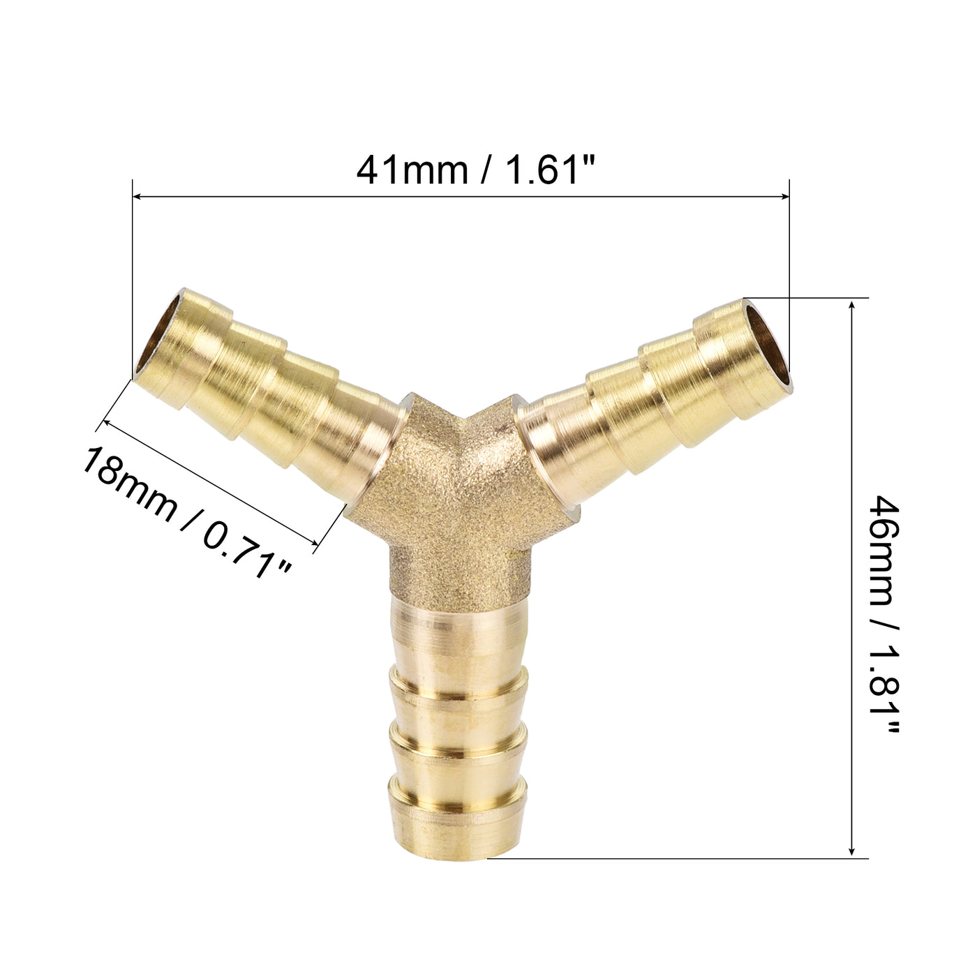 Uxcell Reducing Barb Hose Fitting Y Shape Pipe Connector Brass 1/2" x 3 ...